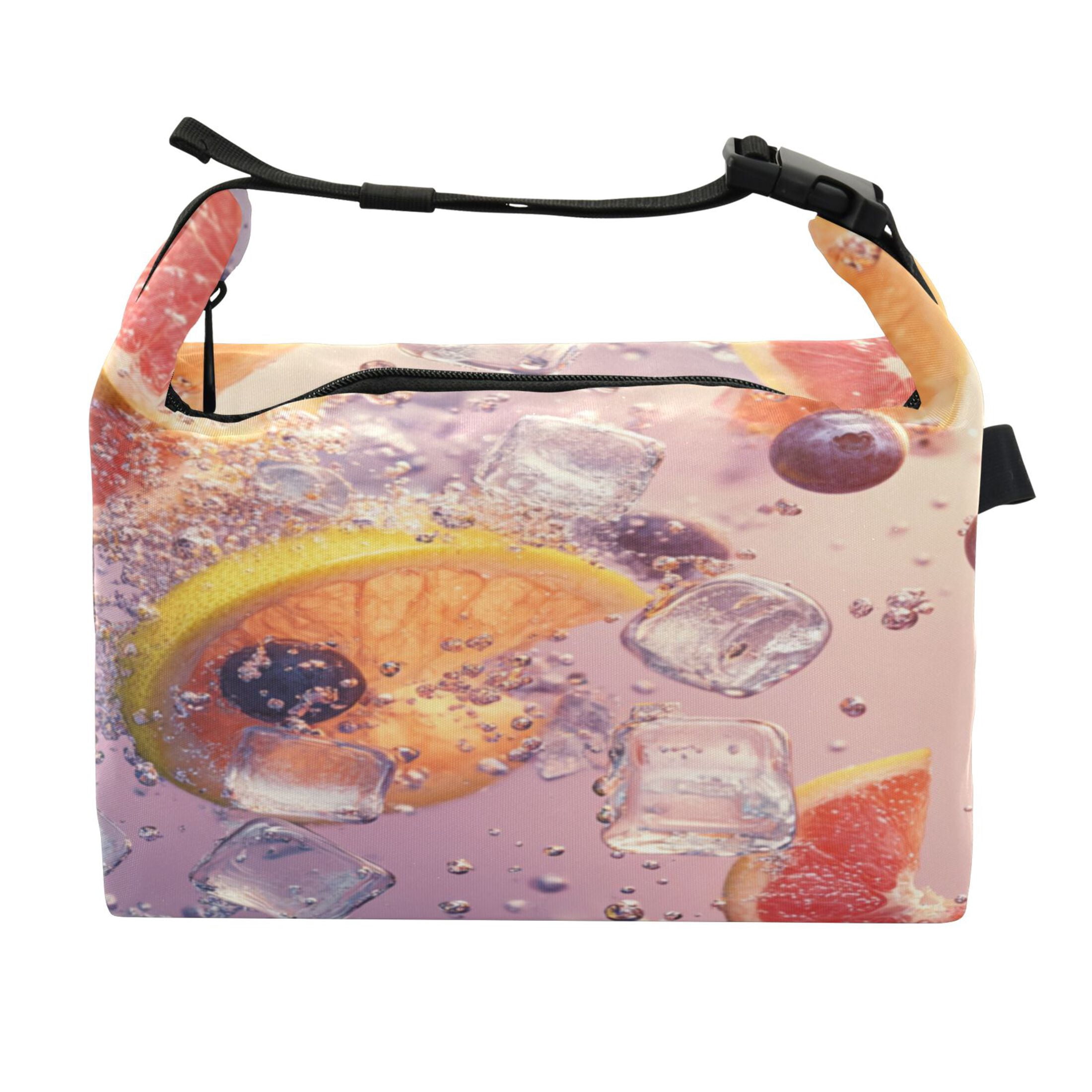 DIXRUYEE Lunch Bag Double Deck Lunch Cooler Box Fashion Blueberry Burst ...