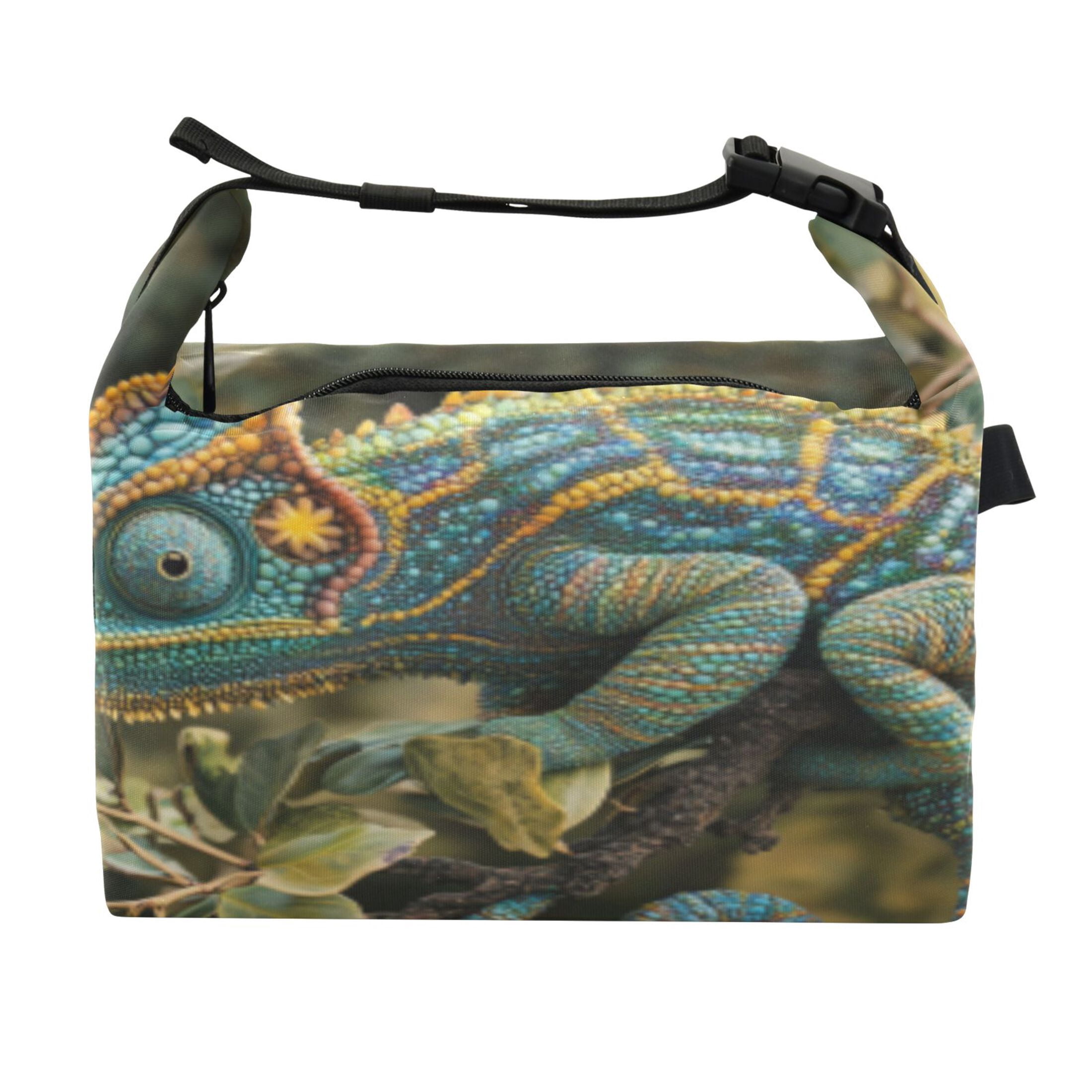 DIXRUYEE Lunch Bag Double Deck Lunch Cooler Box Fashion Bright Blue and ...