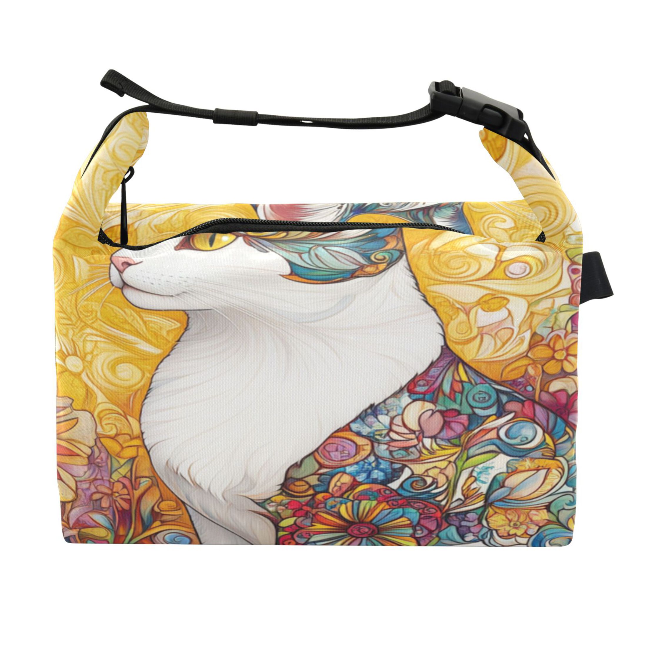 DIXRUYEE Lunch Bag Double Deck Lunch Cooler Box Fashion Cat's Embrace ...