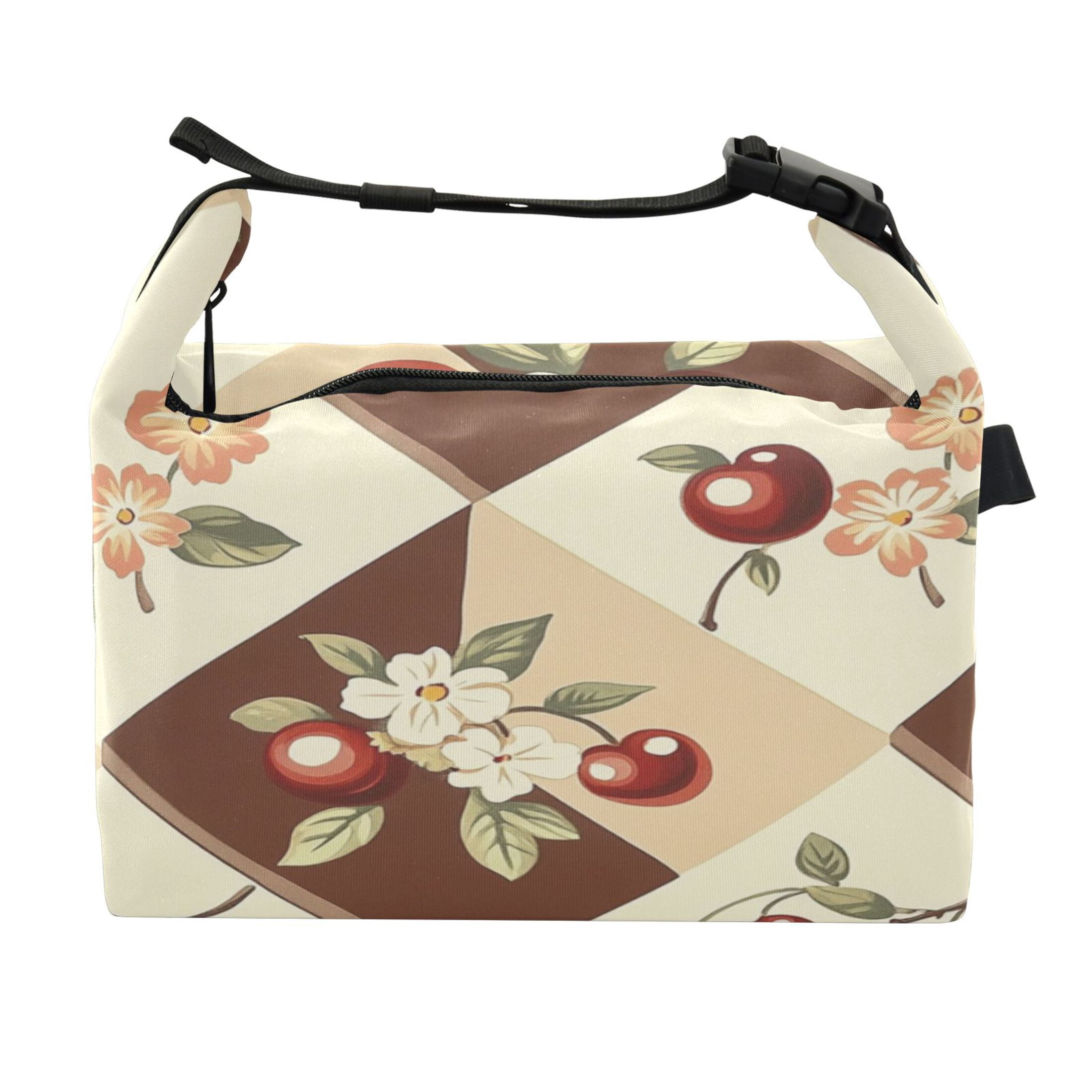 DIXRUYEE Lunch Bag Double Deck Lunch Cooler Box Fashion Cherry Blossom ...