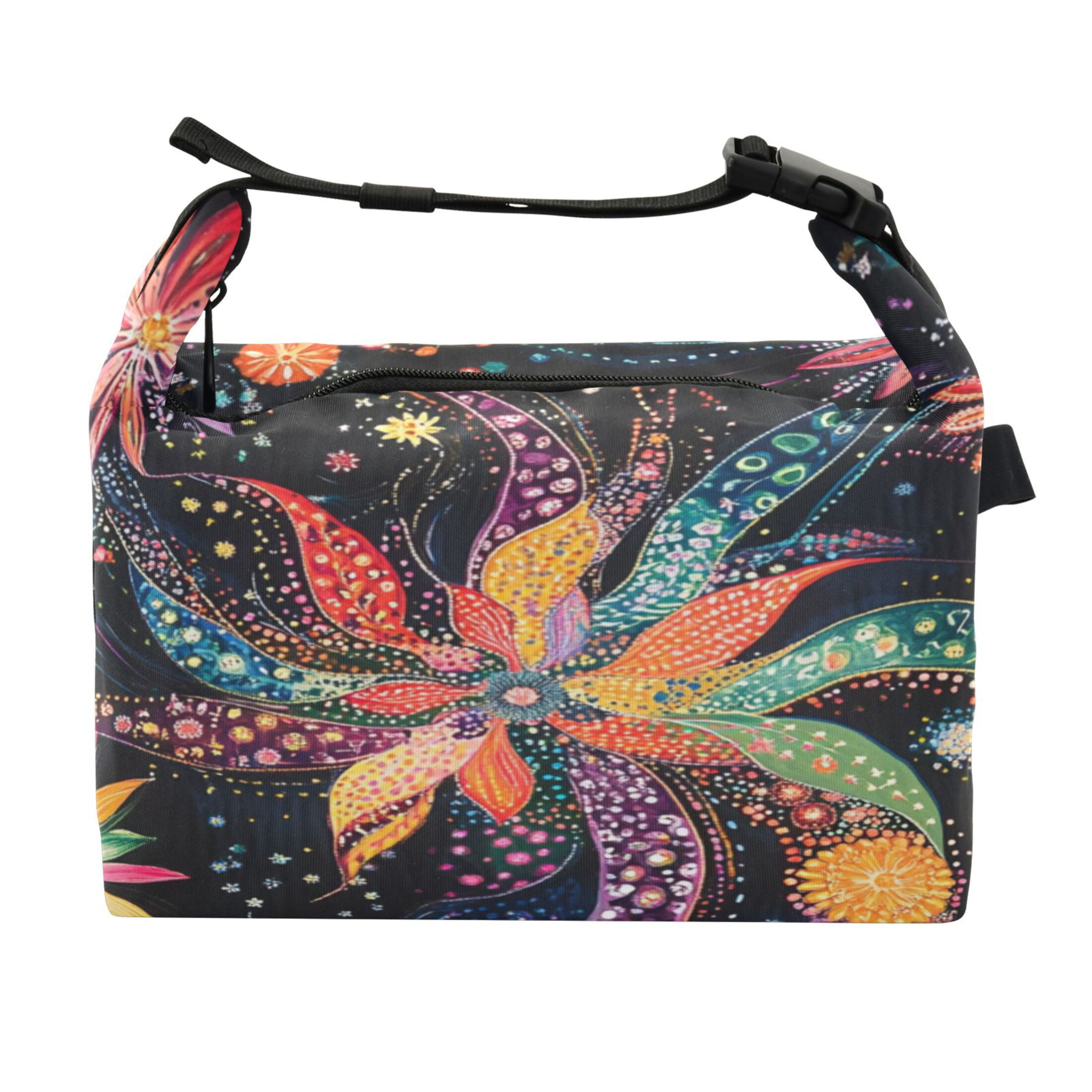 DIXRUYEE Lunch Bag Double Deck Lunch Cooler Box Fashion Colorful Cosmic ...