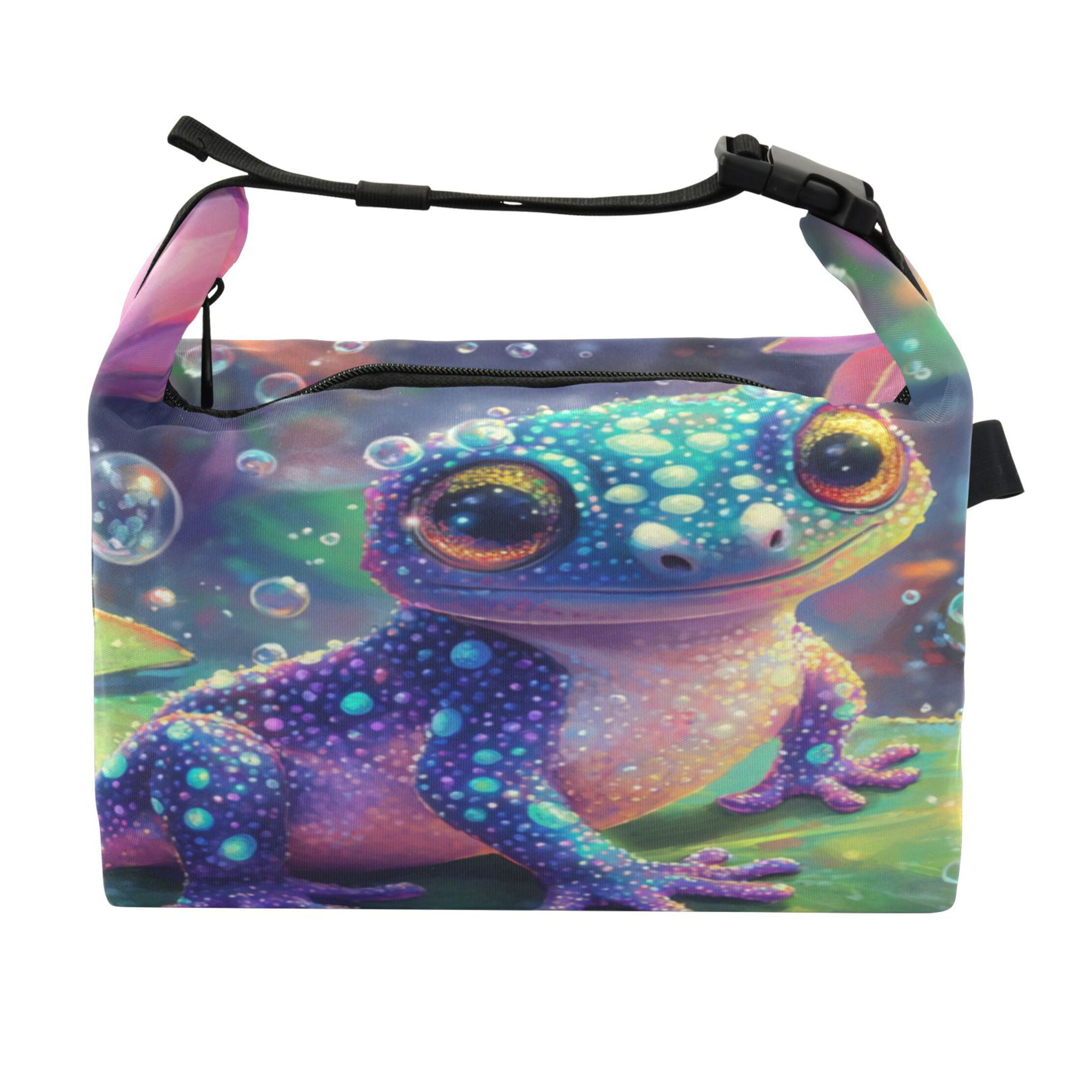 DIXRUYEE Lunch Bag Double Deck Lunch Cooler Box Fashion Colorful Frog ...