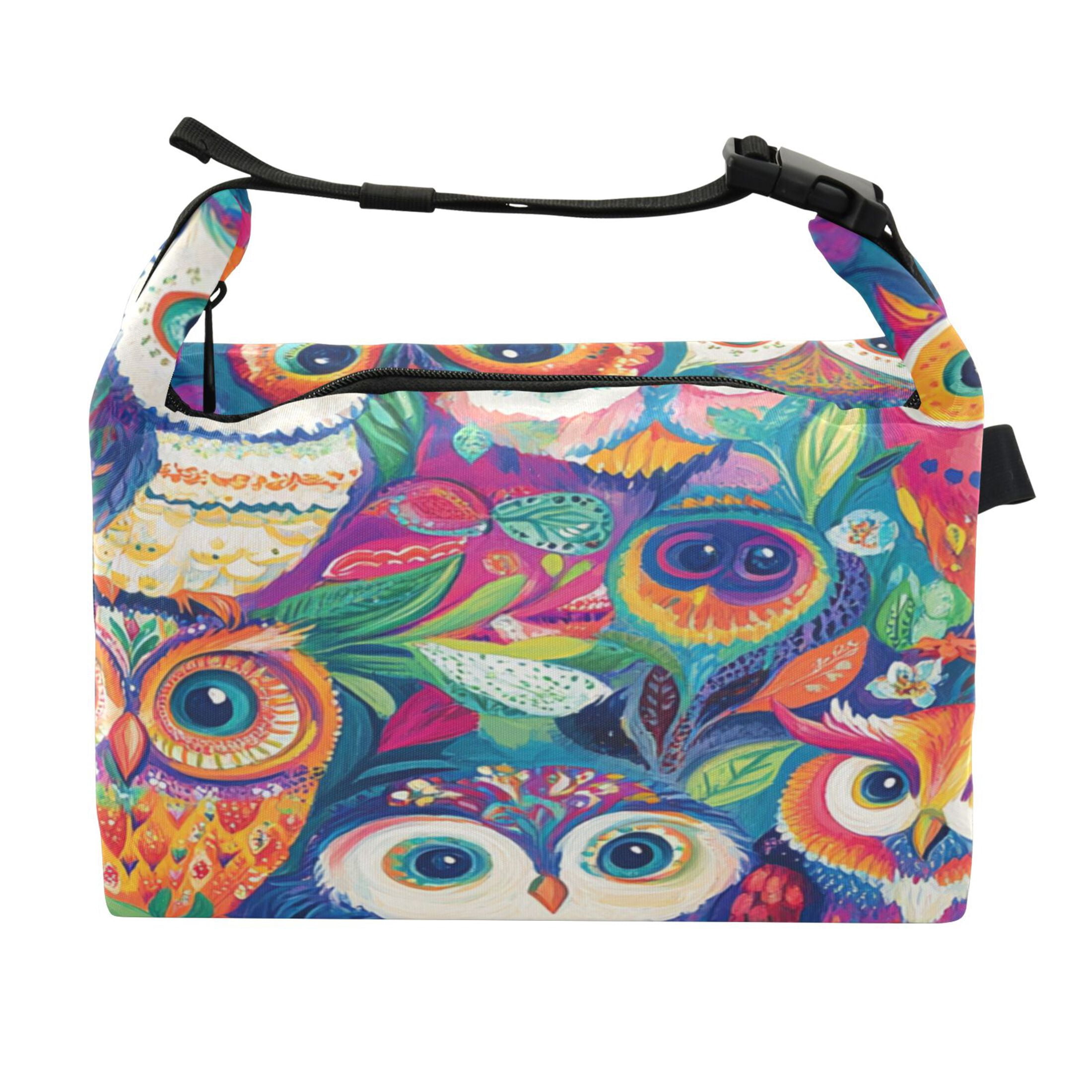 DIXRUYEE Lunch Bag Double Deck Lunch Cooler Box Fashion Fantasy Owls ...