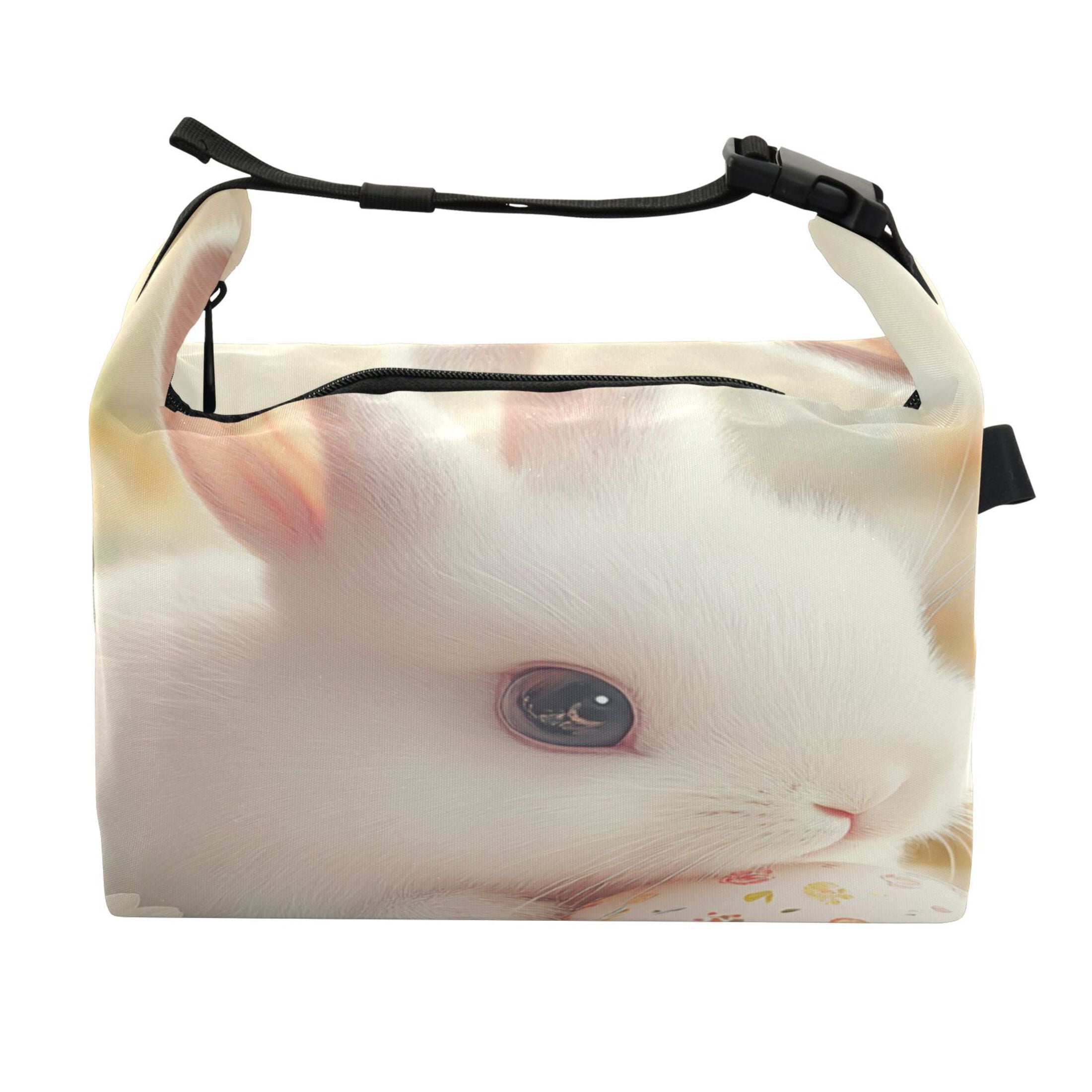 DIXRUYEE Lunch Bag Double Deck Lunch Cooler Box Fashion Fluffy Bunny ...