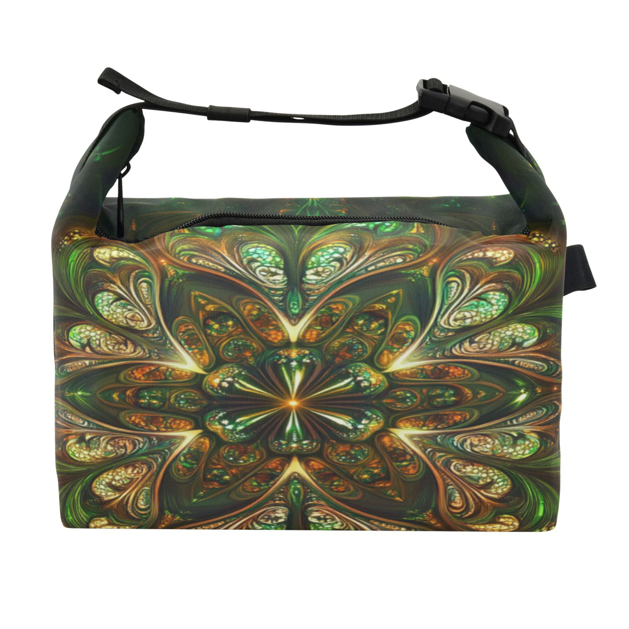 DIXRUYEE Lunch Bag Double Deck Lunch Cooler Box Fashion Fractal Floral ...