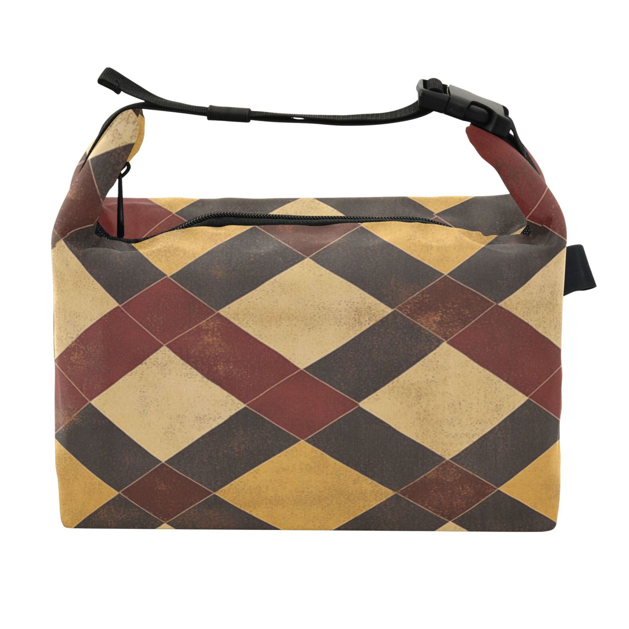 DIXRUYEE Lunch Bag Double Deck Lunch Cooler Box Fashion Geometric ...