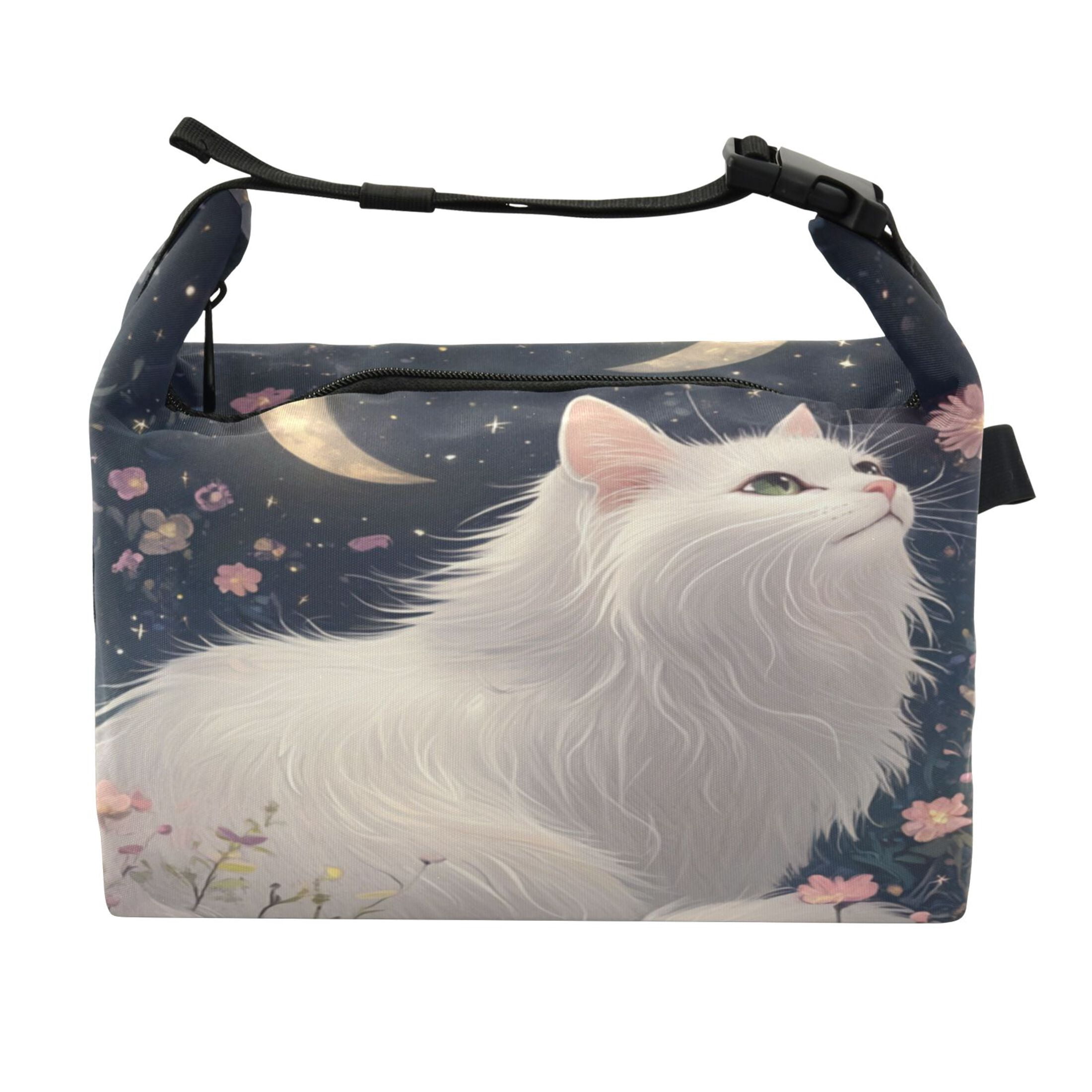 DIXRUYEE Lunch Bag Double Deck Lunch Cooler Box Fashion Lunar Whiskers ...
