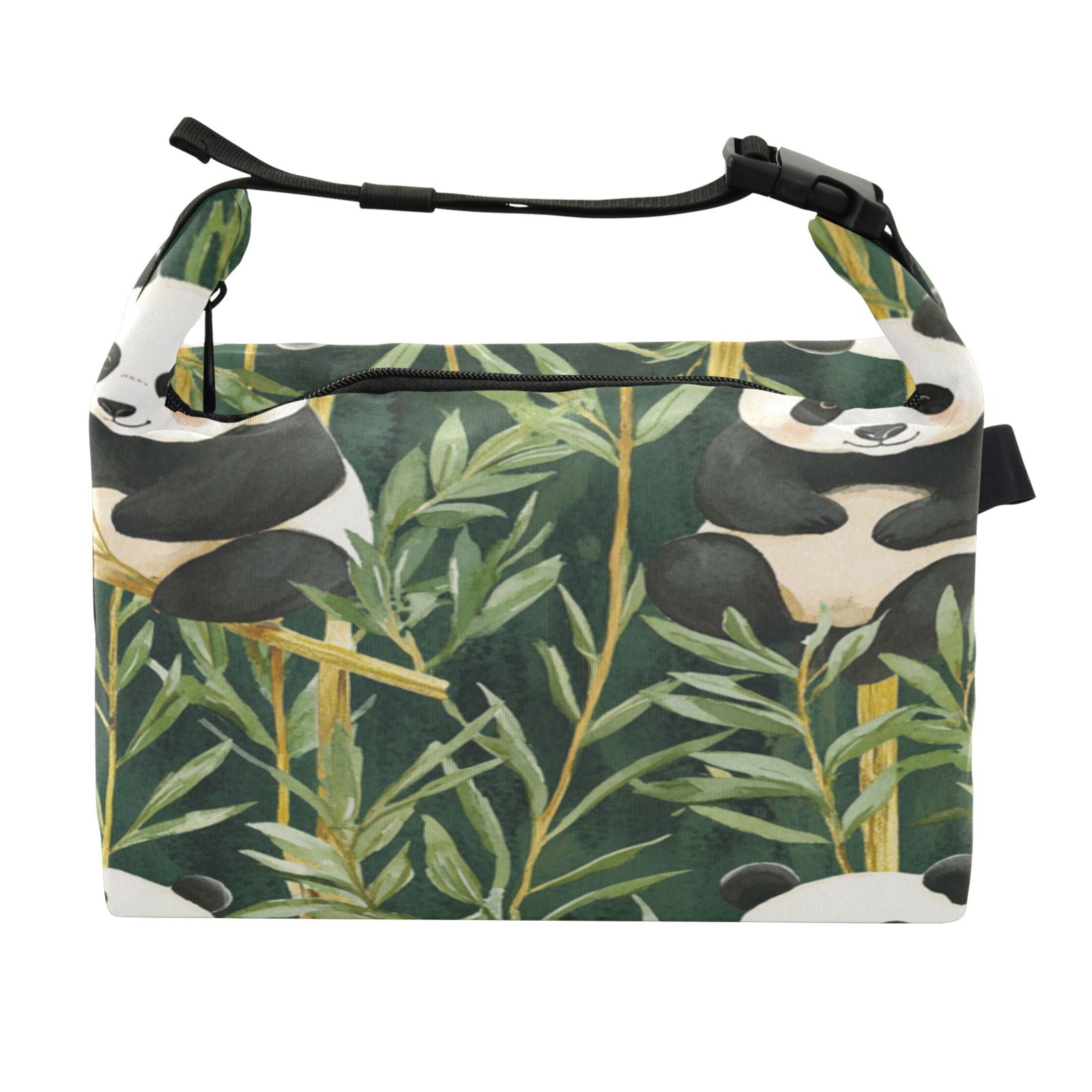DIXRUYEE Lunch Bag Double Deck Lunch Cooler Box Fashion Pandas in Lush ...