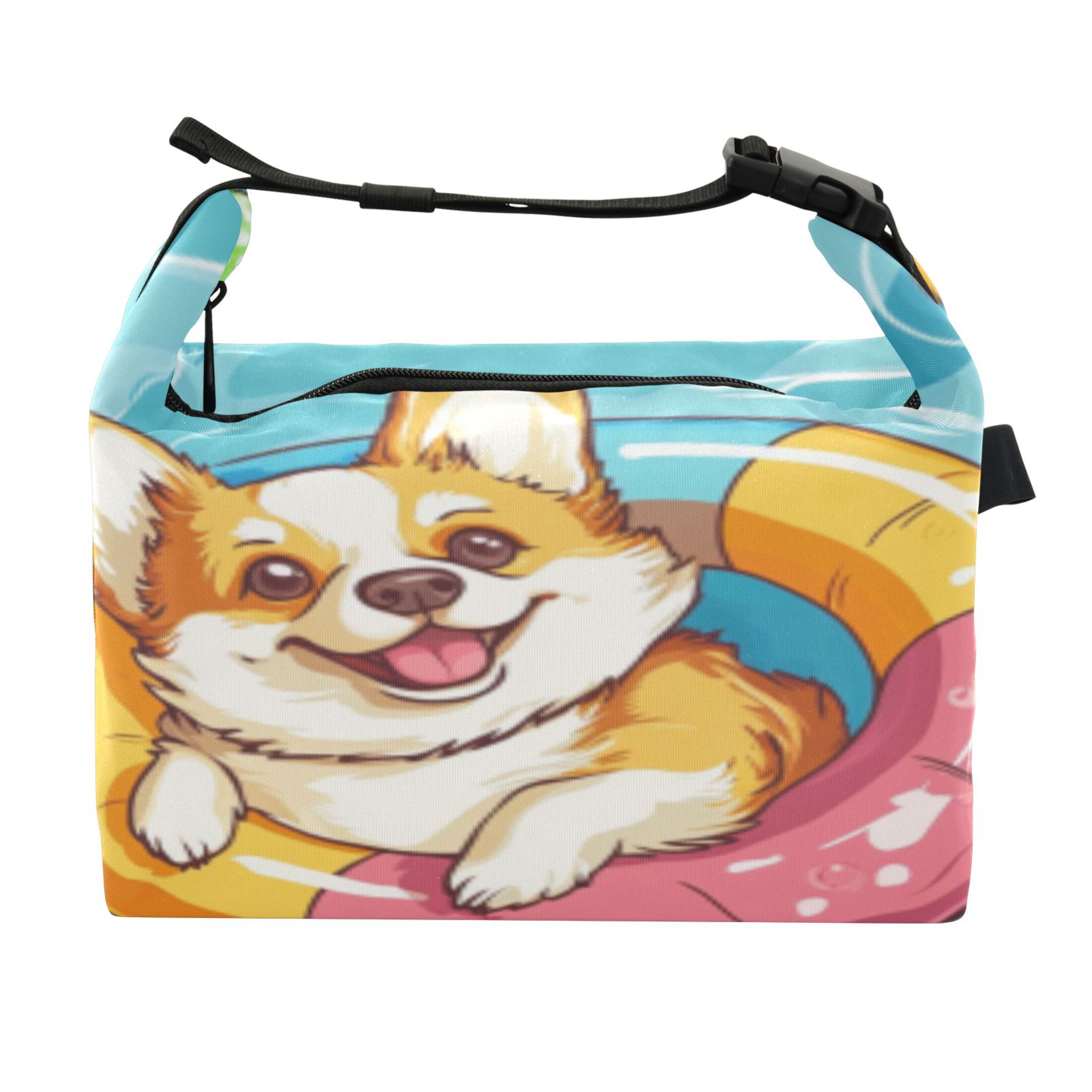 DIXRUYEE Lunch Bag Double Deck Lunch Cooler Box Fashion Playful Pupper ...