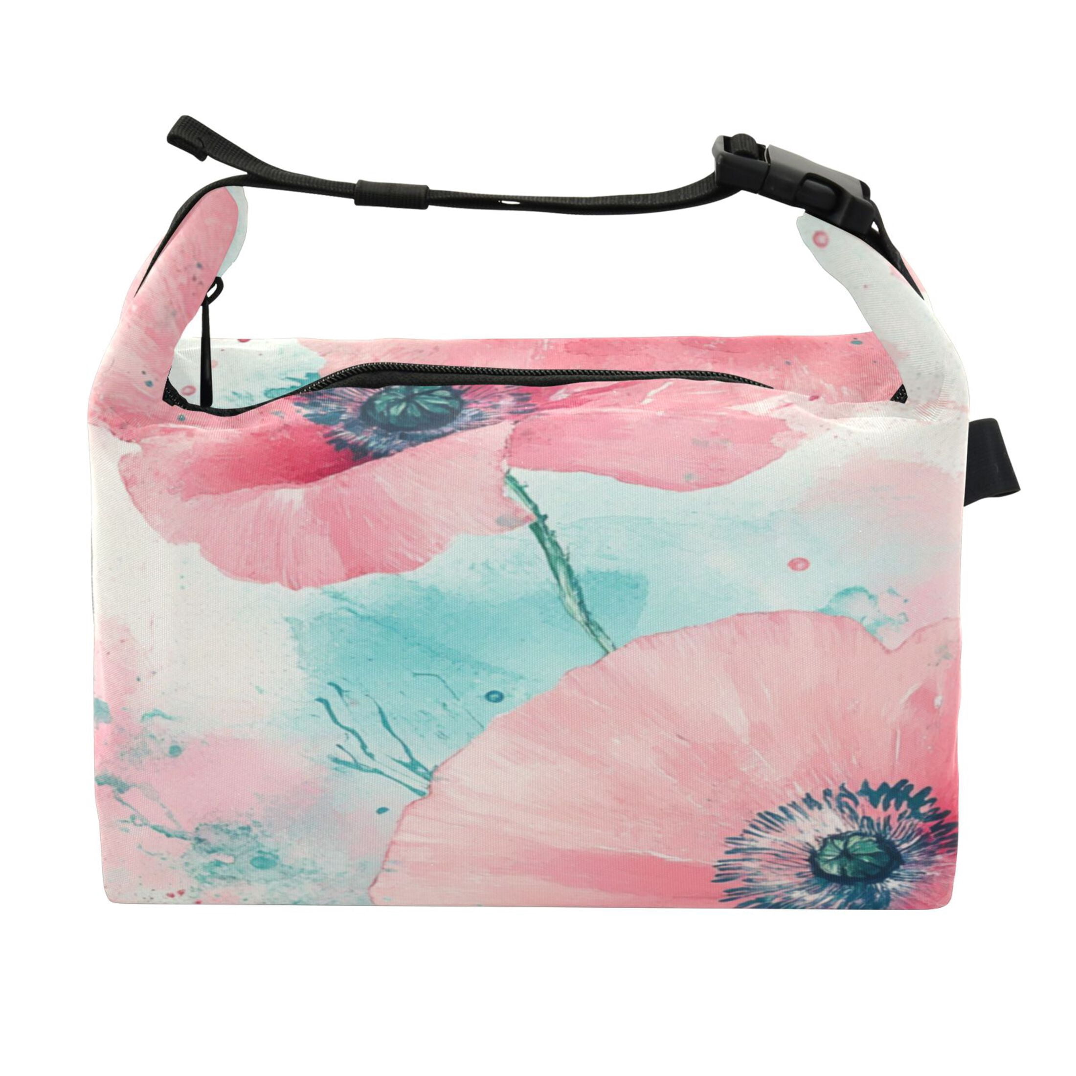 DIXRUYEE Lunch Bag Double Deck Lunch Cooler Box Fashion Poppy Splash ...