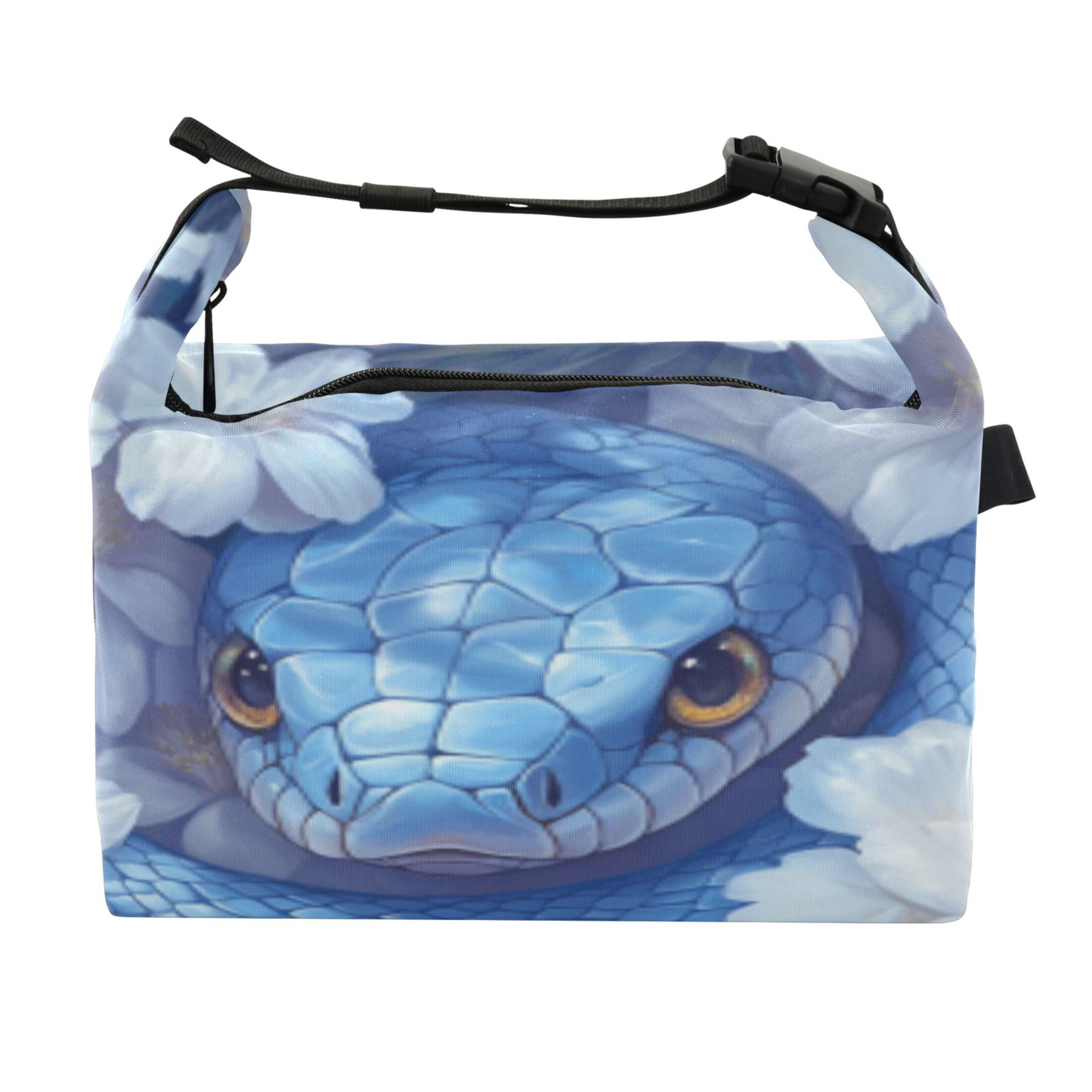 DIXRUYEE Lunch Bag Double Deck Lunch Cooler Box Fashion Serene Snake ...
