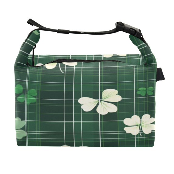DIXRUYEE Lunch Bag Double Deck Lunch Cooler Box Fashion Shamrock Tartan ...