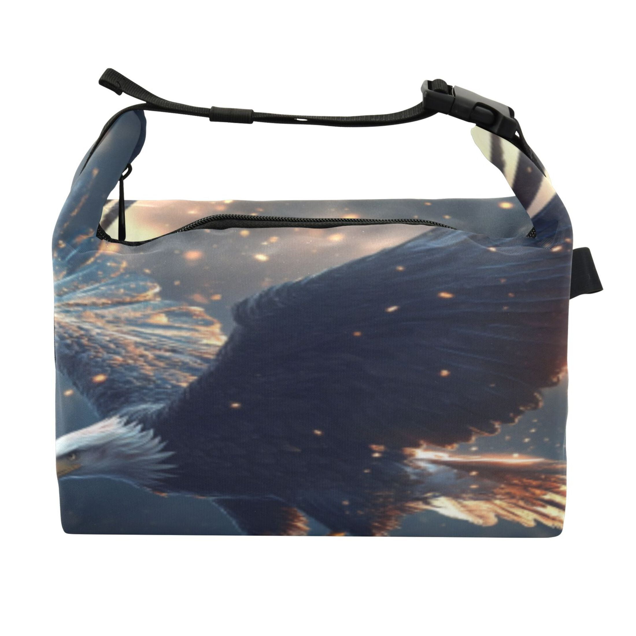 DIXRUYEE Lunch Bag Double Deck Lunch Cooler Box Fashion Soaring Eagles ...