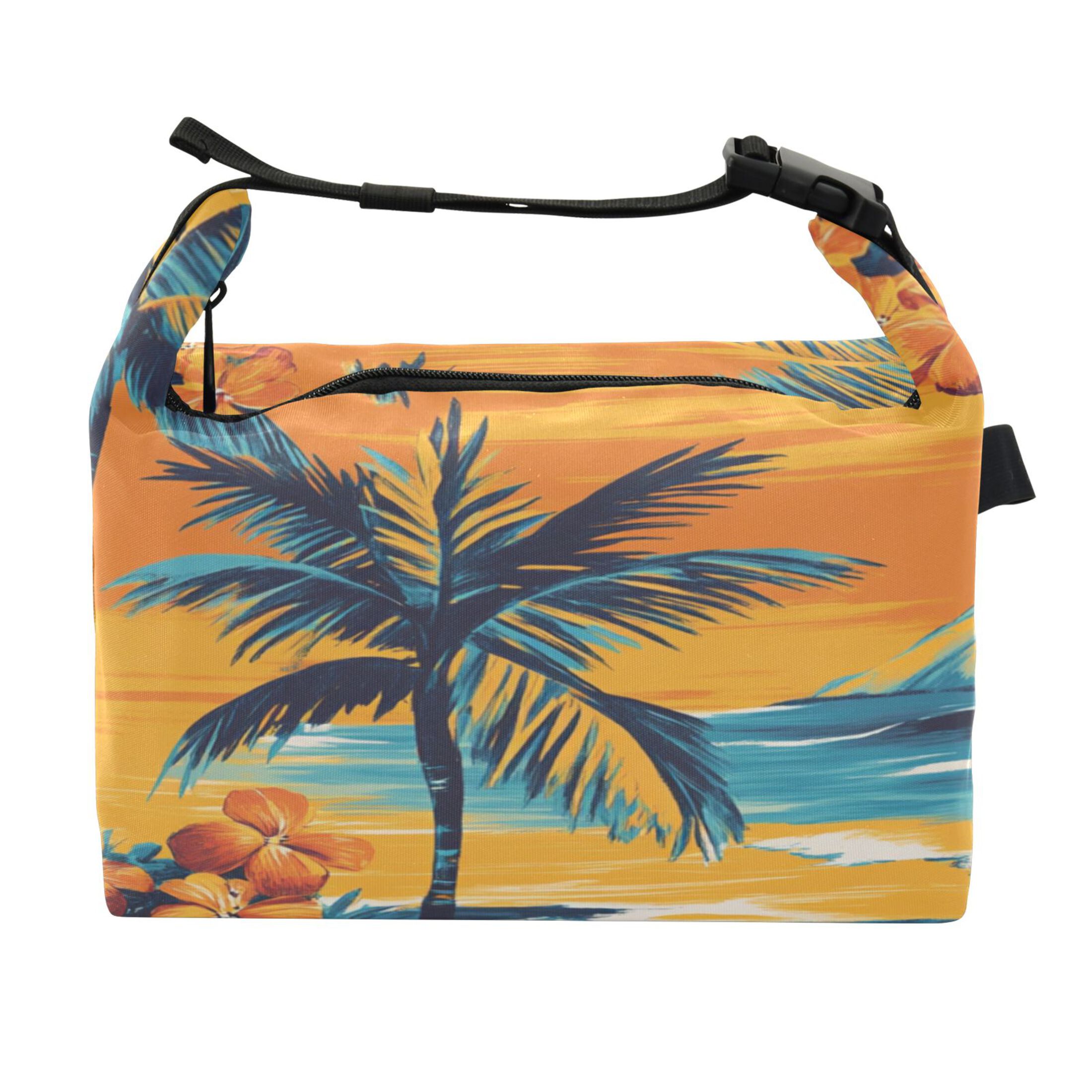 DIXRUYEE Lunch Bag Double Deck Lunch Cooler Box Fashion Tropical ...