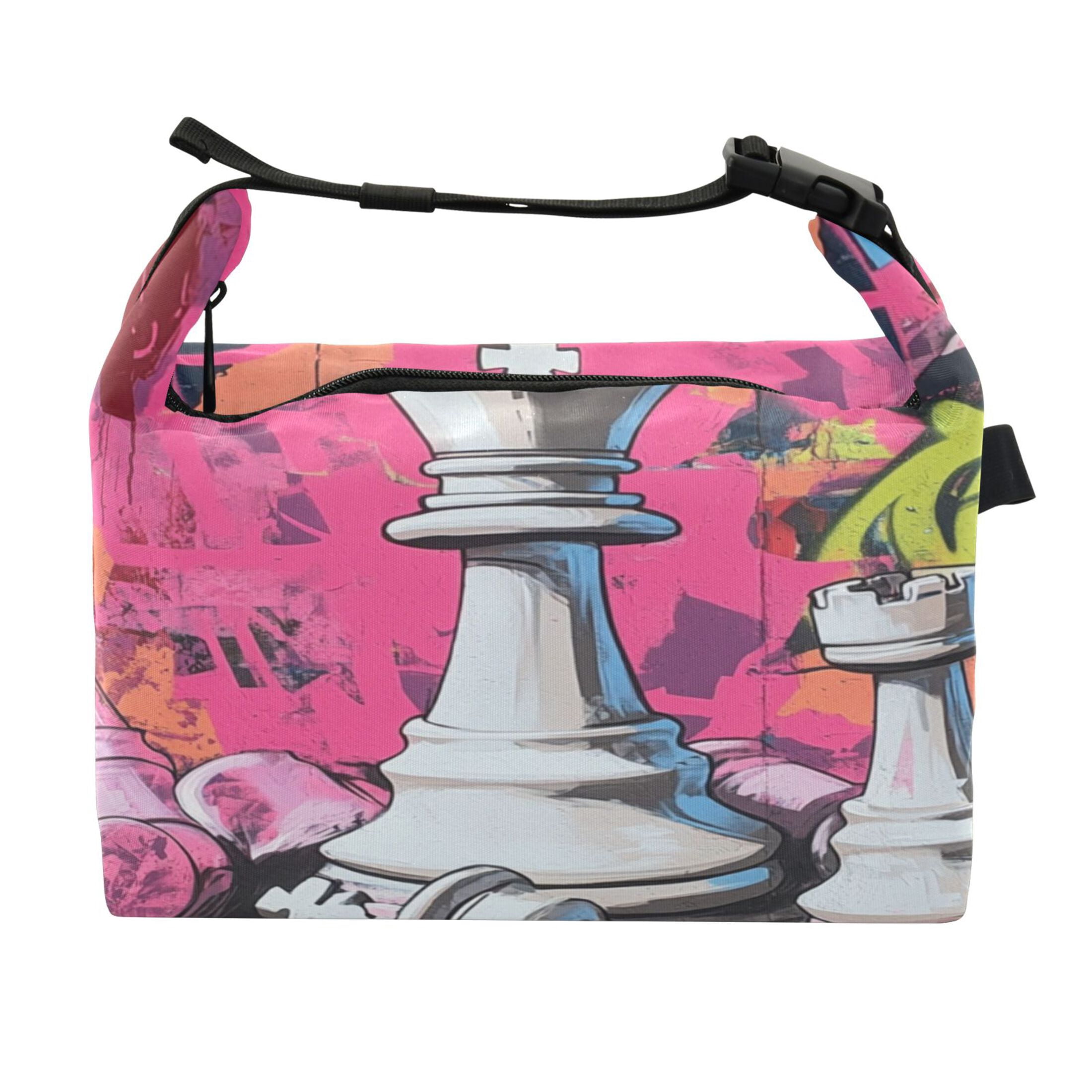 DIXRUYEE Lunch Bag Double Deck Lunch Cooler Box Fashion Urban Chess ...