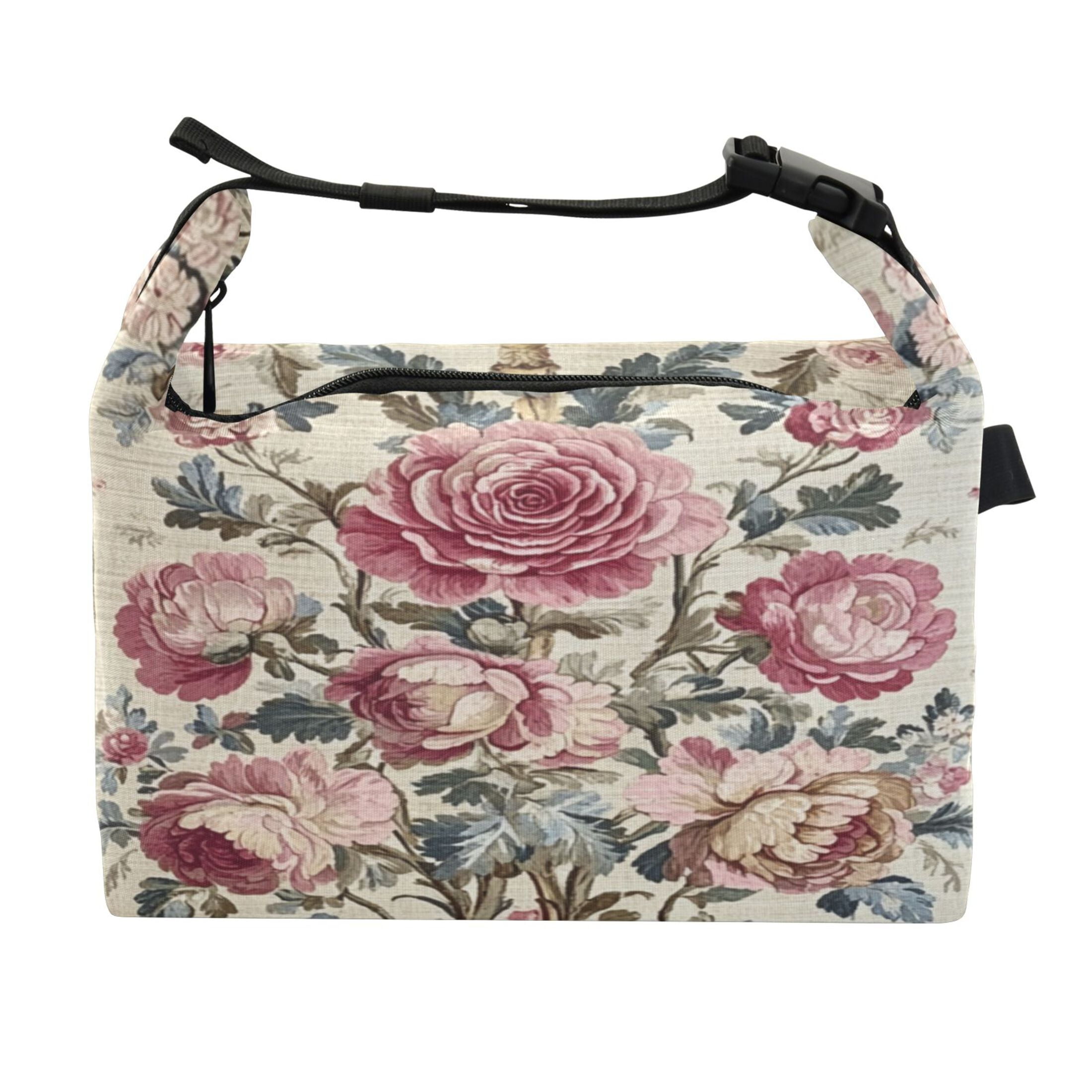 DIXRUYEE Lunch Bag Double Deck Lunch Cooler Box Fashion Vintage Floral ...