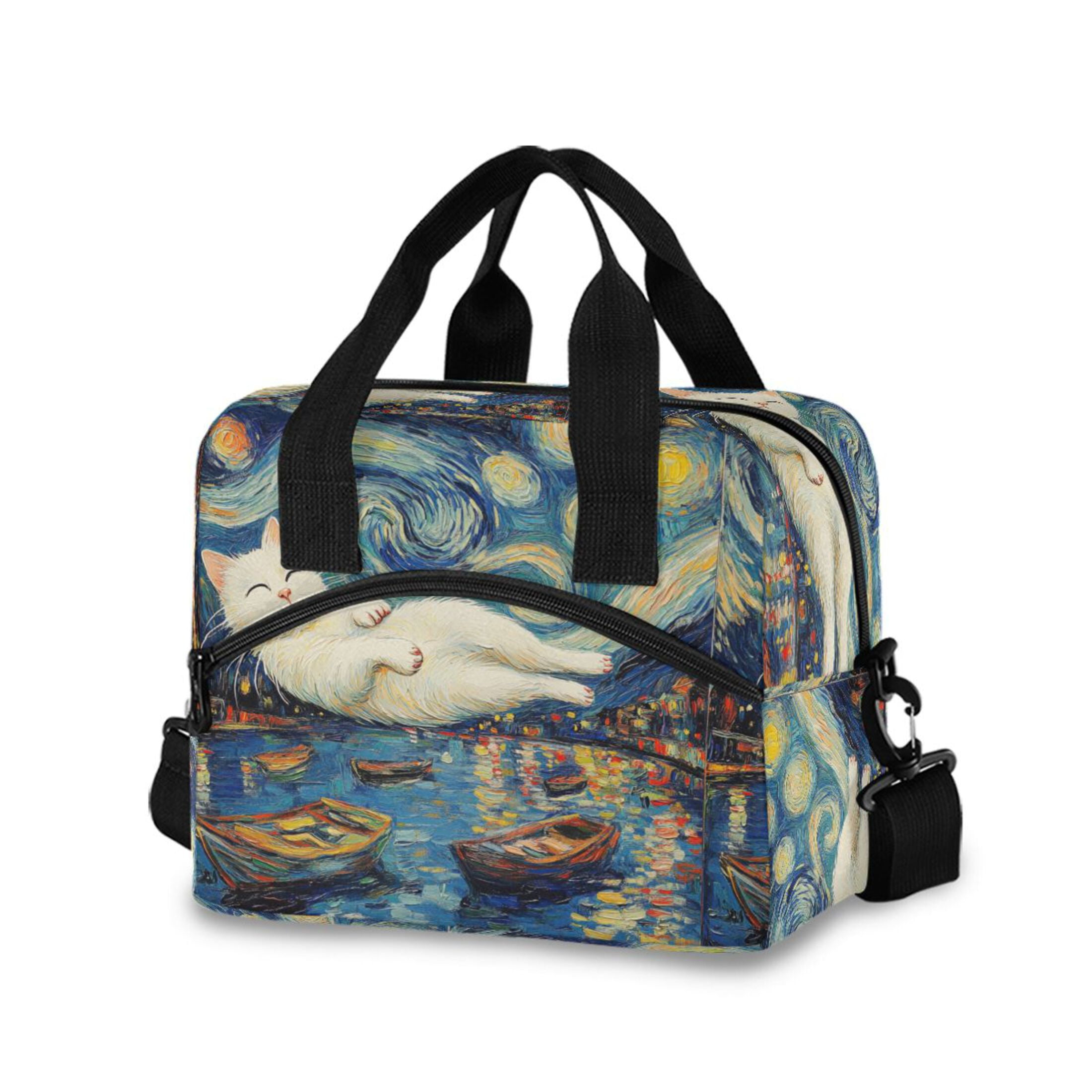 DIXRUYEE Lunch Bag Double Deck Lunch Cooler Box Tote Bag Fashion Cosmic ...