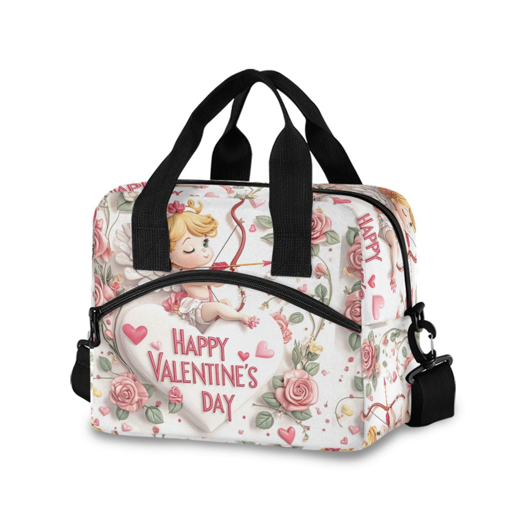 DIXRUYEE Lunch Bag Double Deck Lunch Cooler Box Tote Bag Fashion Cupid ...