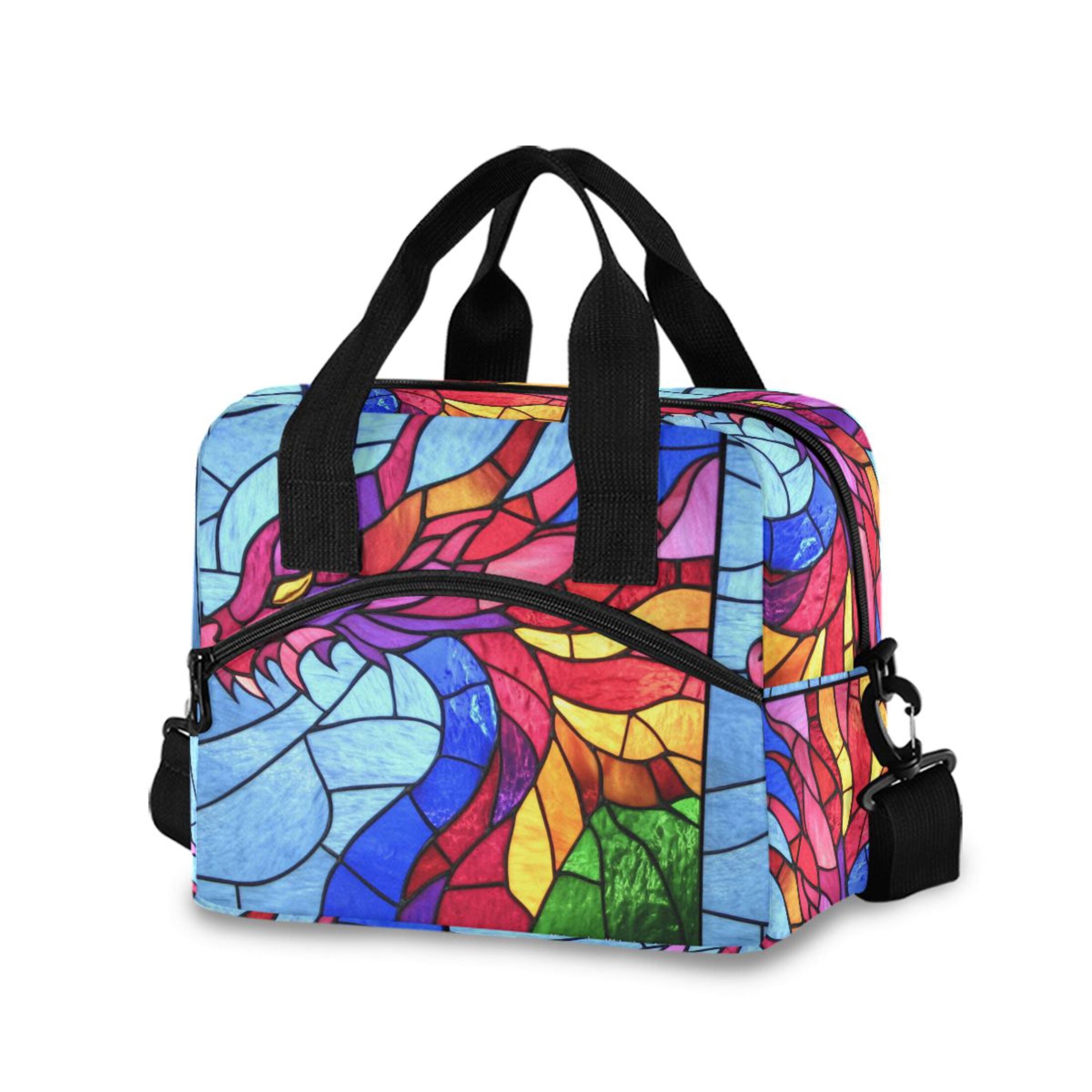 DIXRUYEE Lunch Bag Double Deck Lunch Cooler Box Tote Bag Fashion Dragon ...