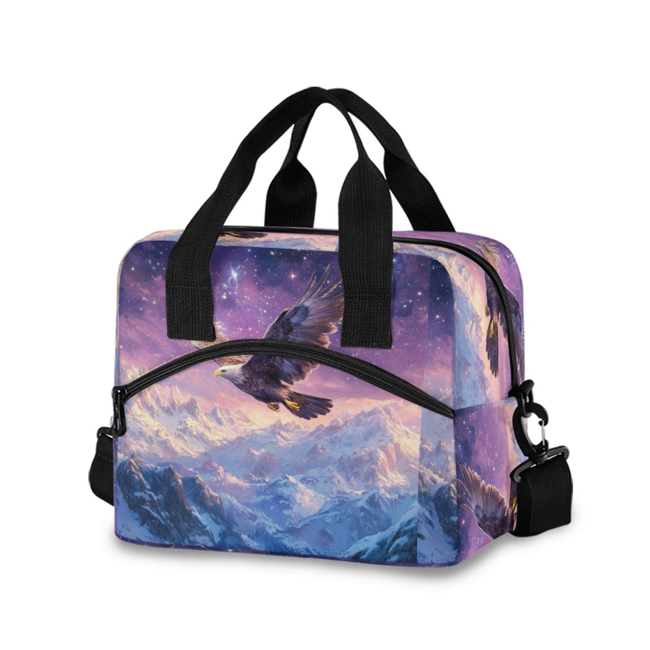 DIXRUYEE Lunch Bag Double Deck Lunch Cooler Box Tote Bag Fashion Eagle ...