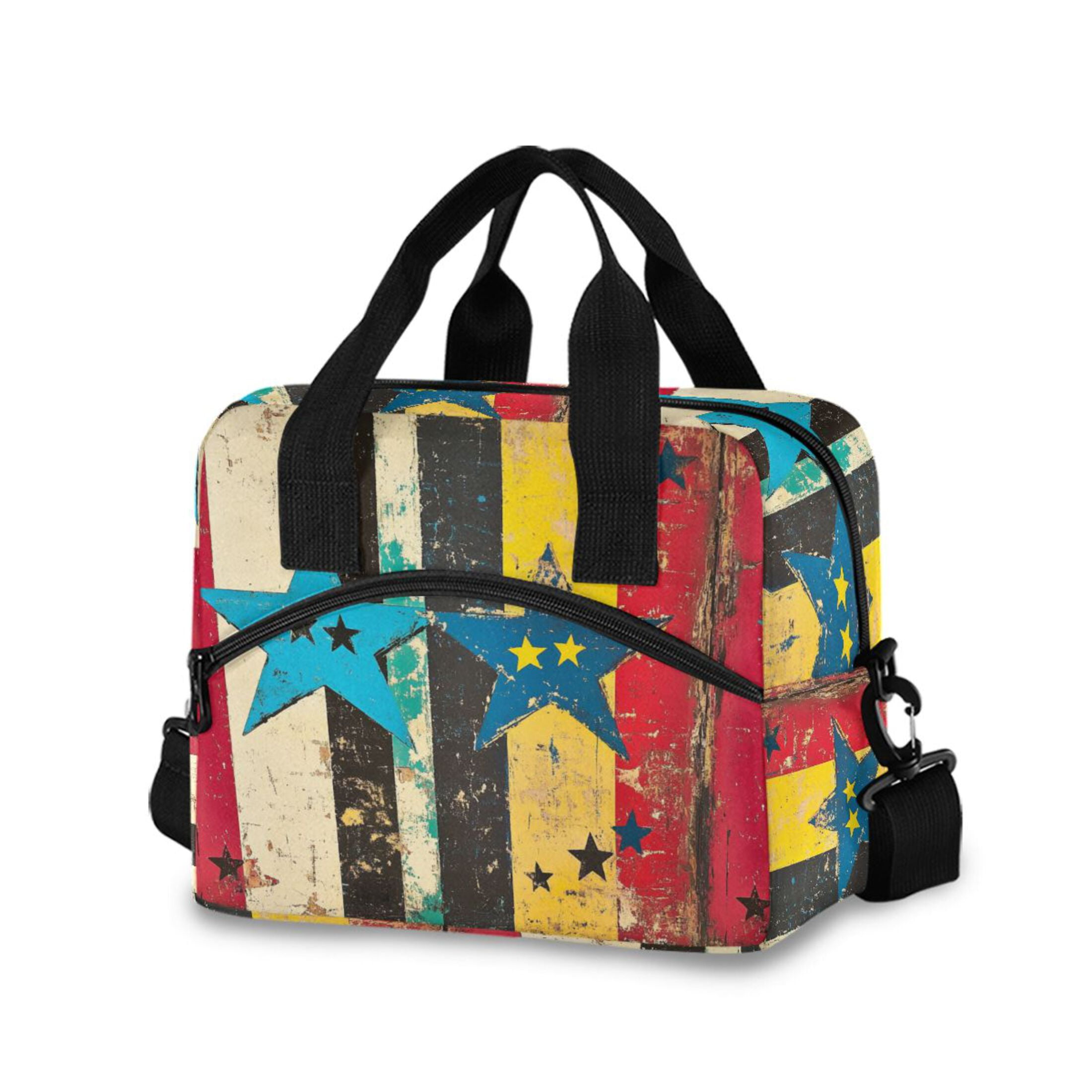 DIXRUYEE Lunch Bag Double Deck Lunch Cooler Box Tote Bag Fashion Rustic ...