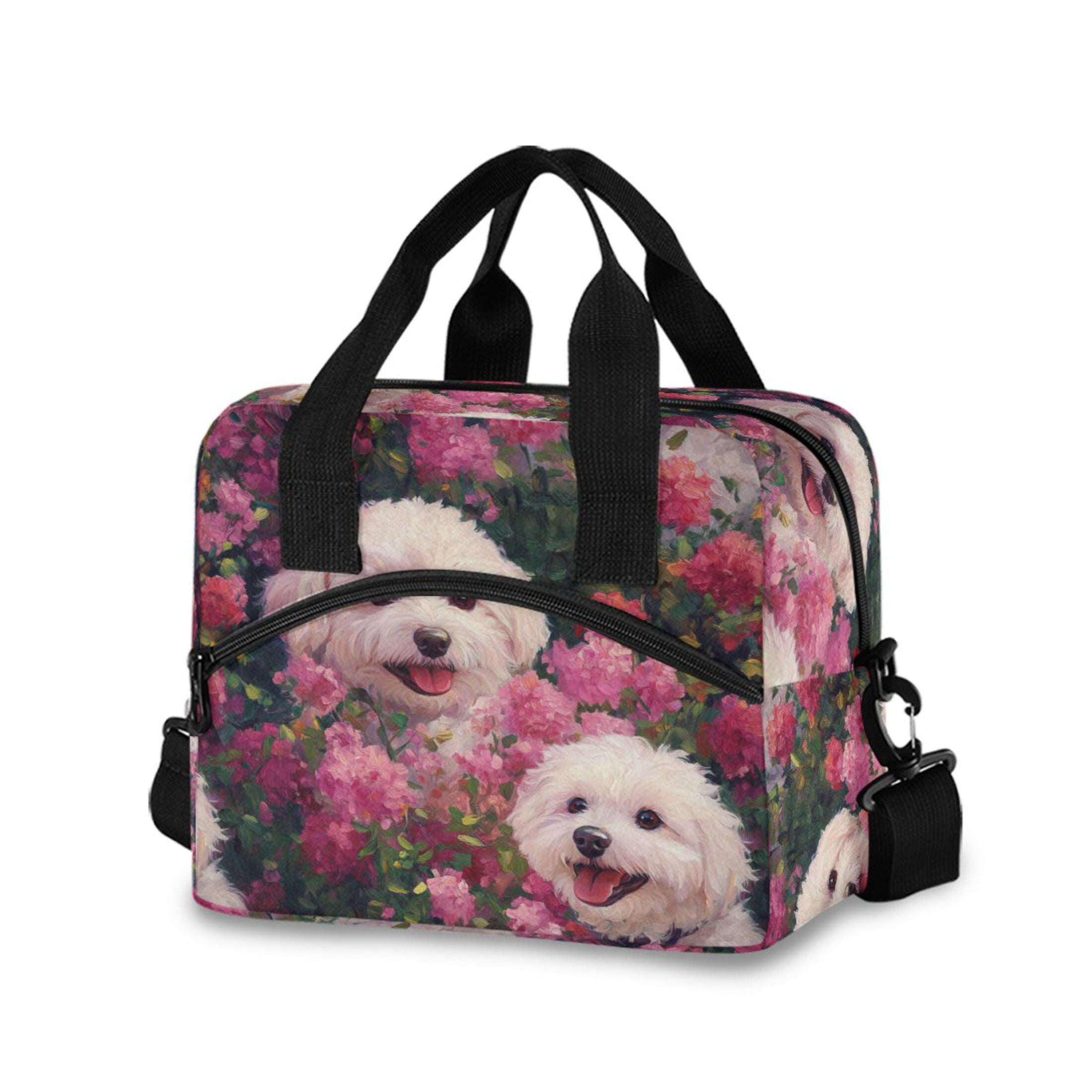 DIXRUYEE Lunch Bag Double Deck Lunch Tote Bag Fashion Floral Furry ...