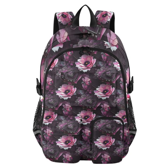 DIXRUYEE Midnight Blush Roses Backpack for School 14”Laptop Compatible ...