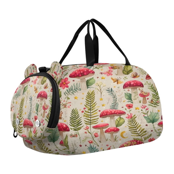 DIXRUYEE Mushroom Forest Pattern Scale Duffel Bag With Ventilated Shoe ...