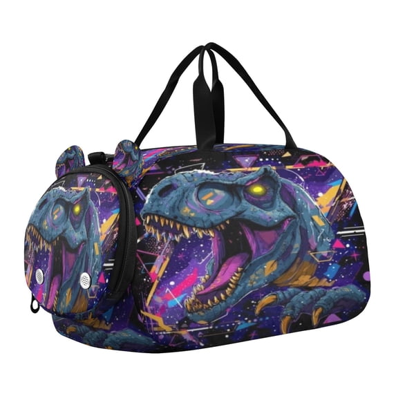 DIXRUYEE Neon Geo T-rex Scale Duffel Bag With Ventilated Shoe Pocket ...