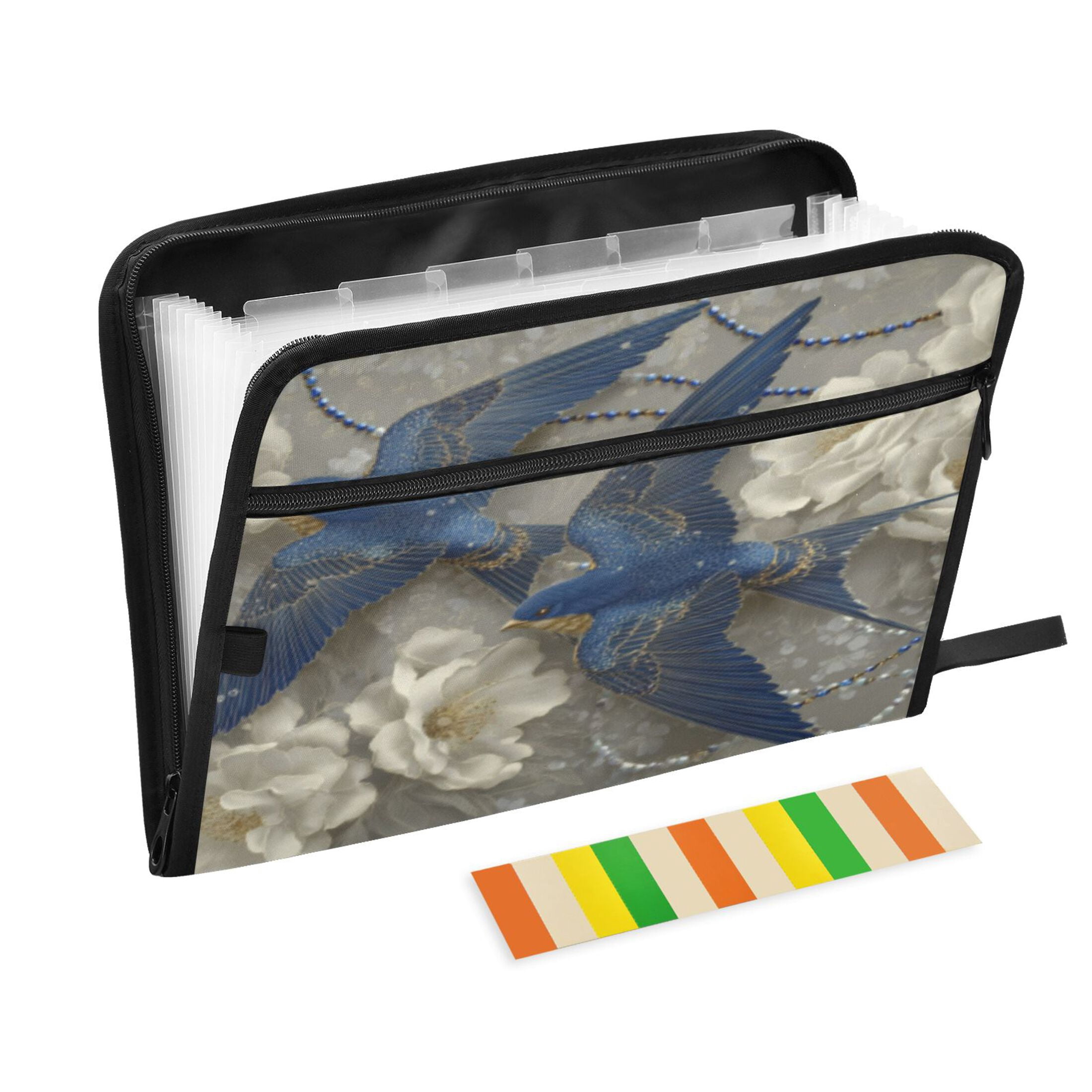 DIXRUYEE Organ Folders Expanding Folder 13 Pocket-Blue Wings & Roses ...