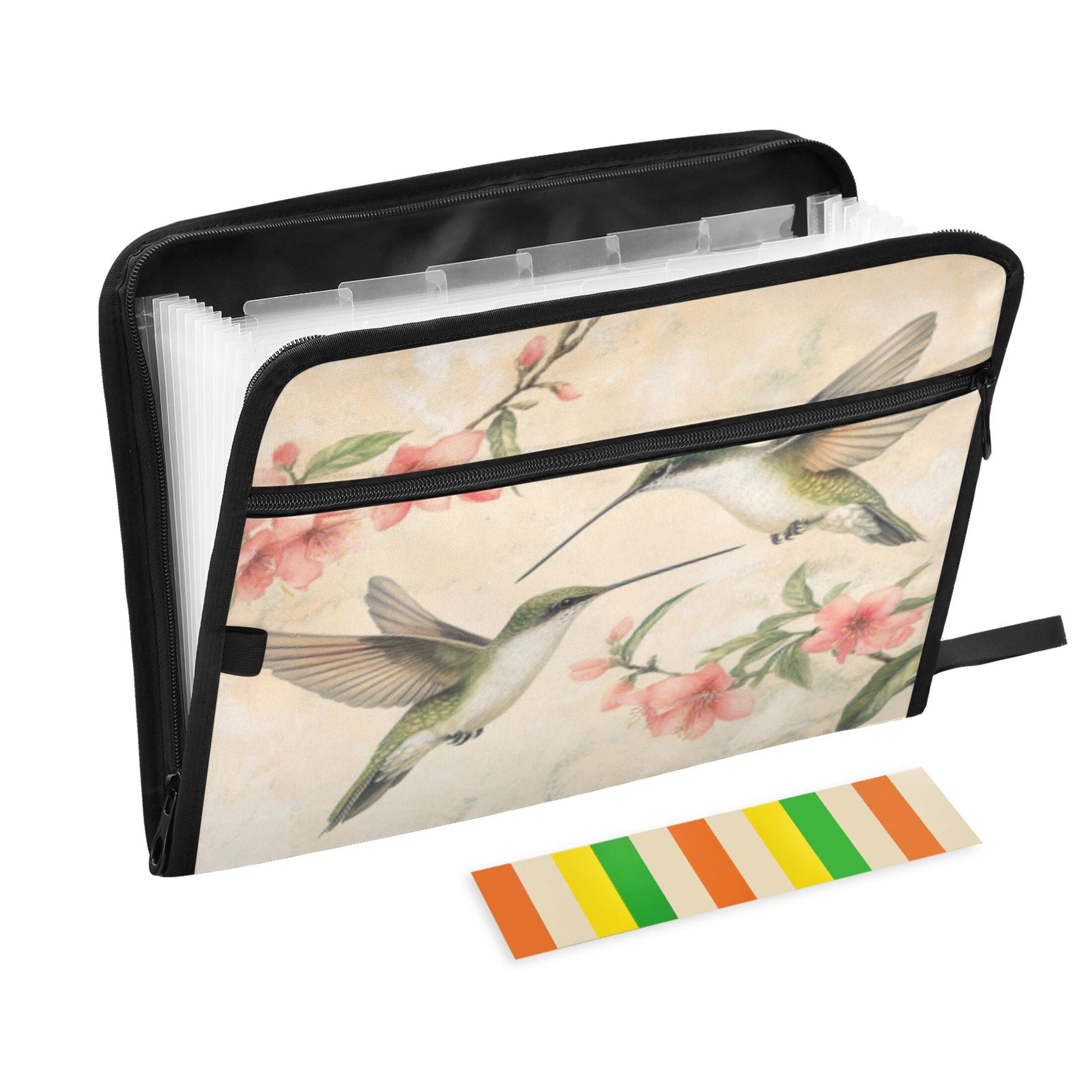 DIXRUYEE Organ Folders Expanding Folder with Color Label 13 Pocket Blossoms & Buzz Printed ...