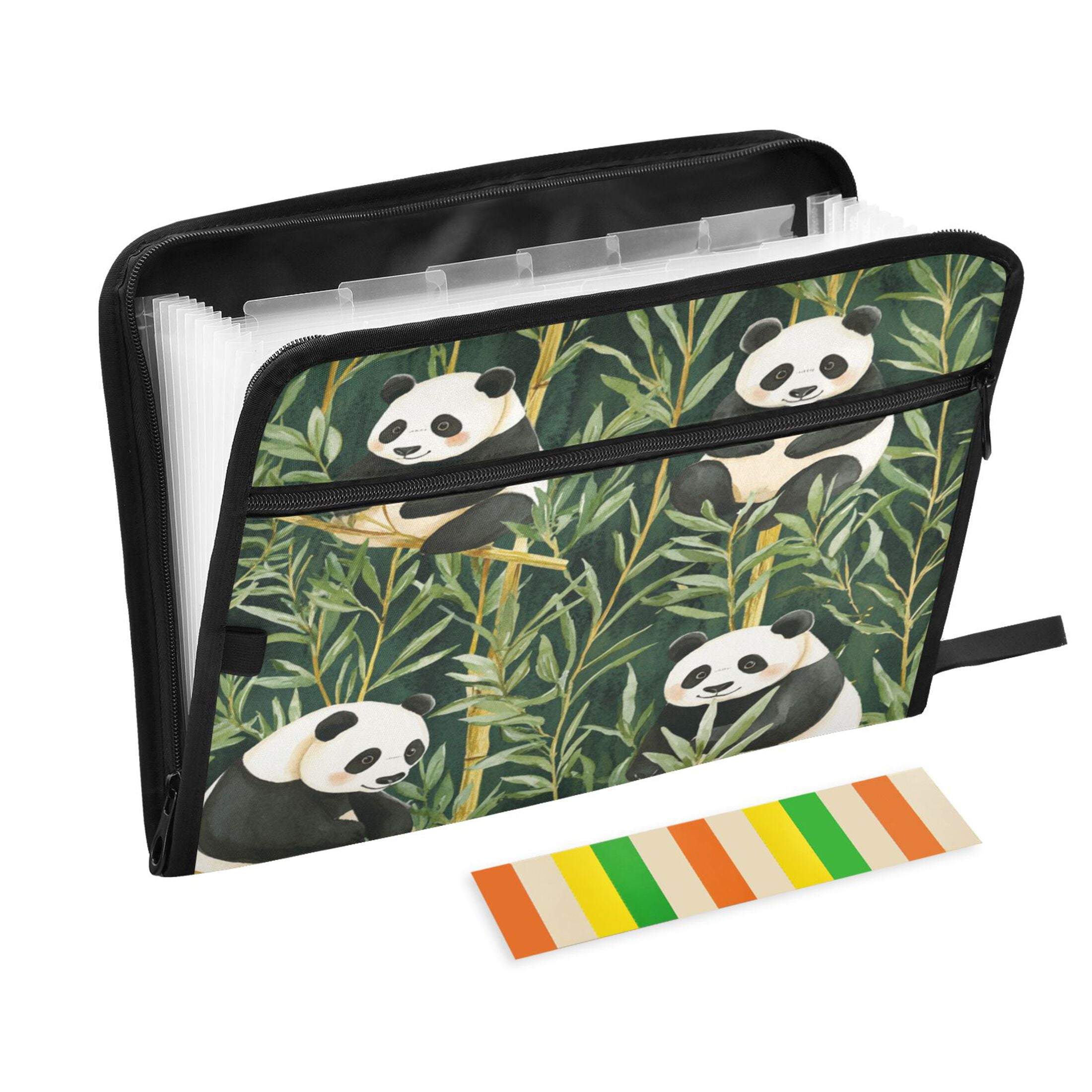 DIXRUYEE Organ Folders Expanding Folder with Color Label 13 Pocket Pandas in Lush Green Forest ...