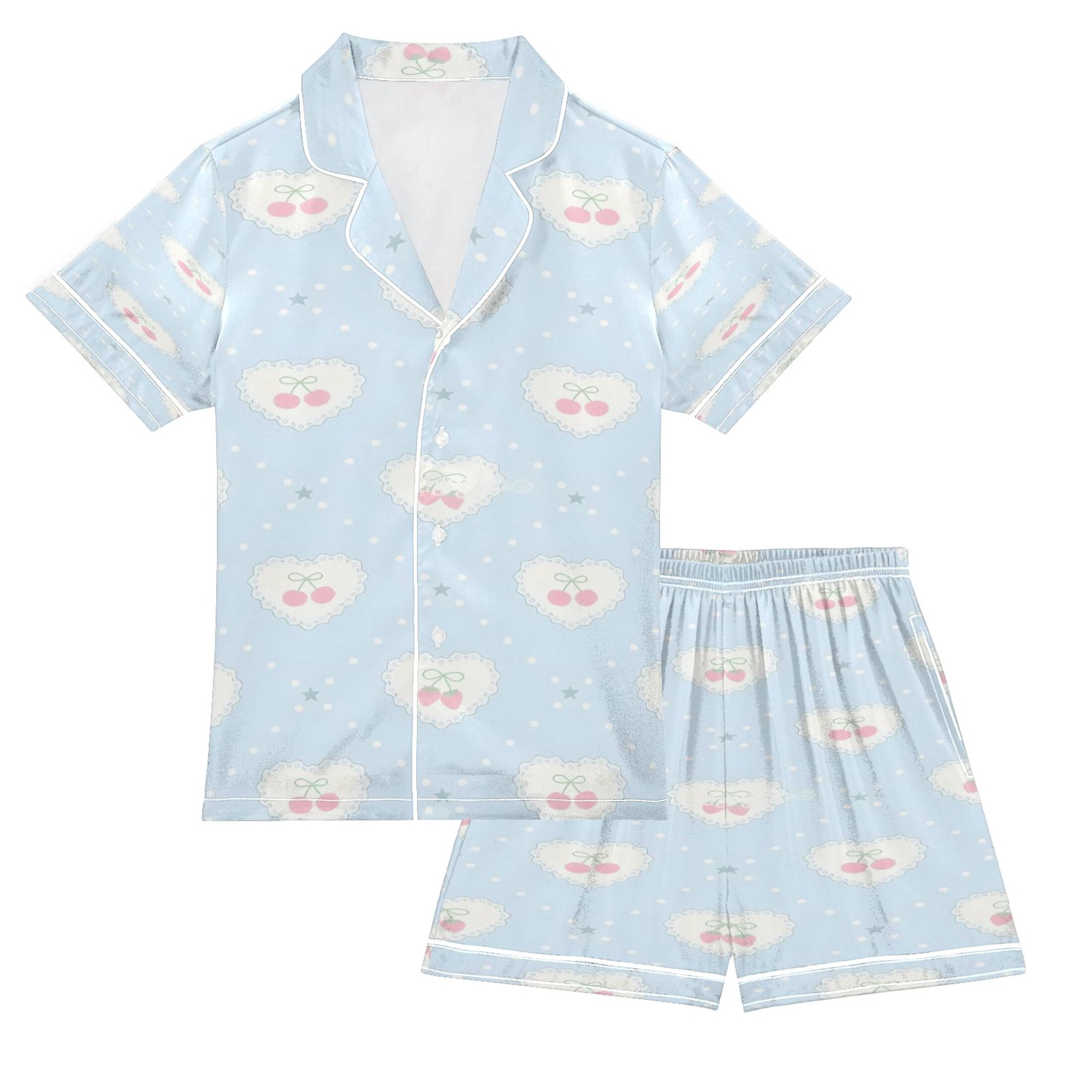 DIXRUYEE Pajamas Set Soft Button-Down Top with Shorts 2 Piece PJS-Pale ...