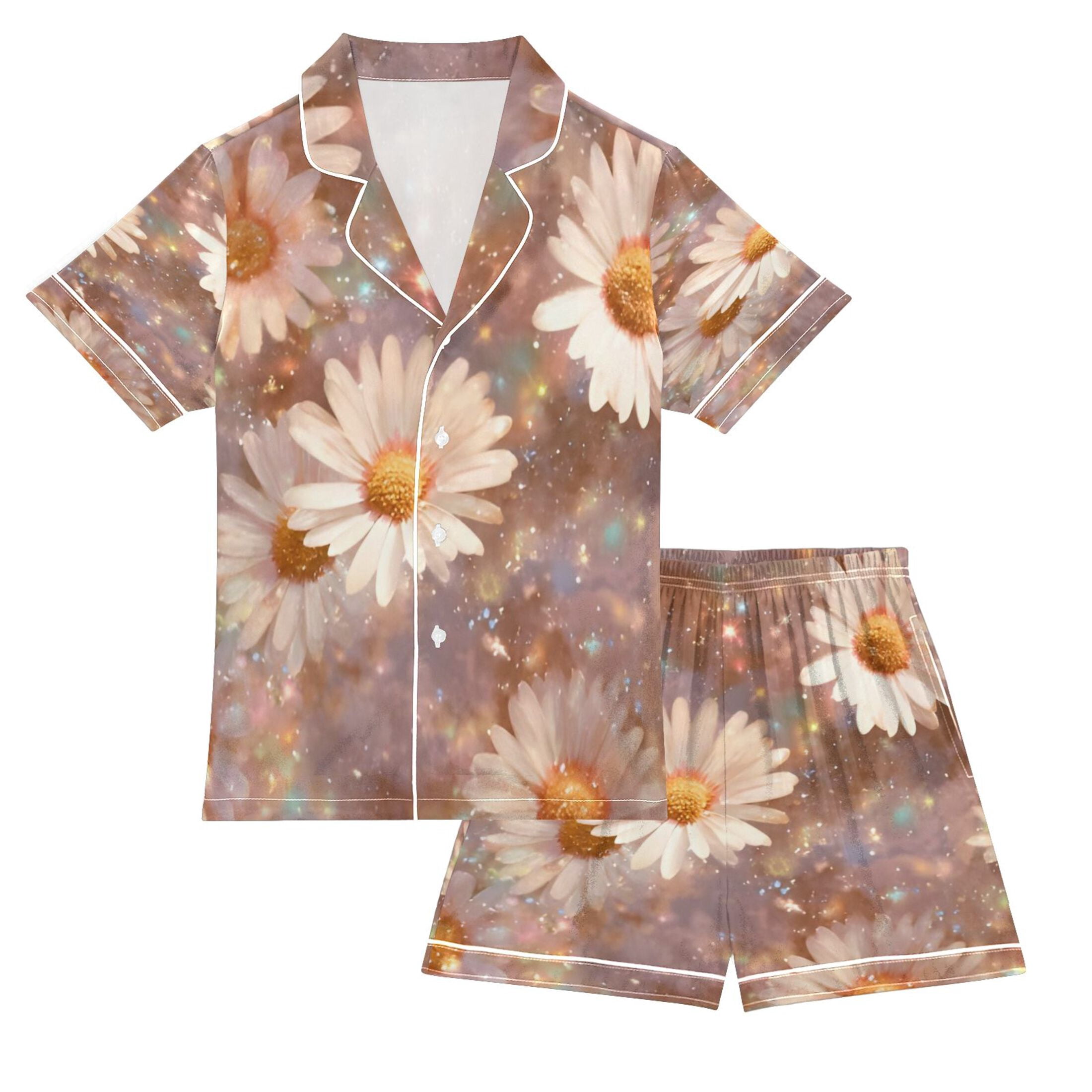 DIXRUYEE Pajamas Set Soft Button-Down Top with Shorts 2 Piece PJS ...