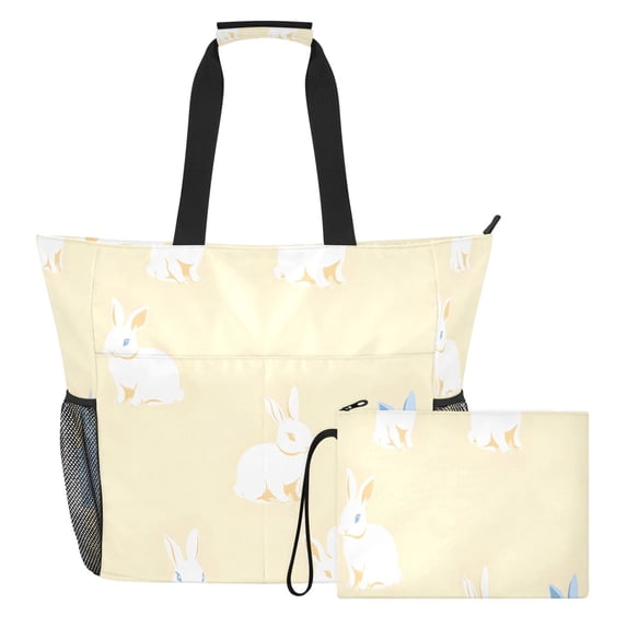 DIXRUYEE Pink Polka-dot Butterflies Pattern Large Water-Resistant Tote ...