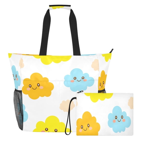 DIXRUYEE Pink Polka-dot Butterflies Pattern Large Water-Resistant Tote ...