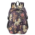 DIXRUYEE Puppy Floral Pattern Backpack for School 14”Laptop Compatible ...