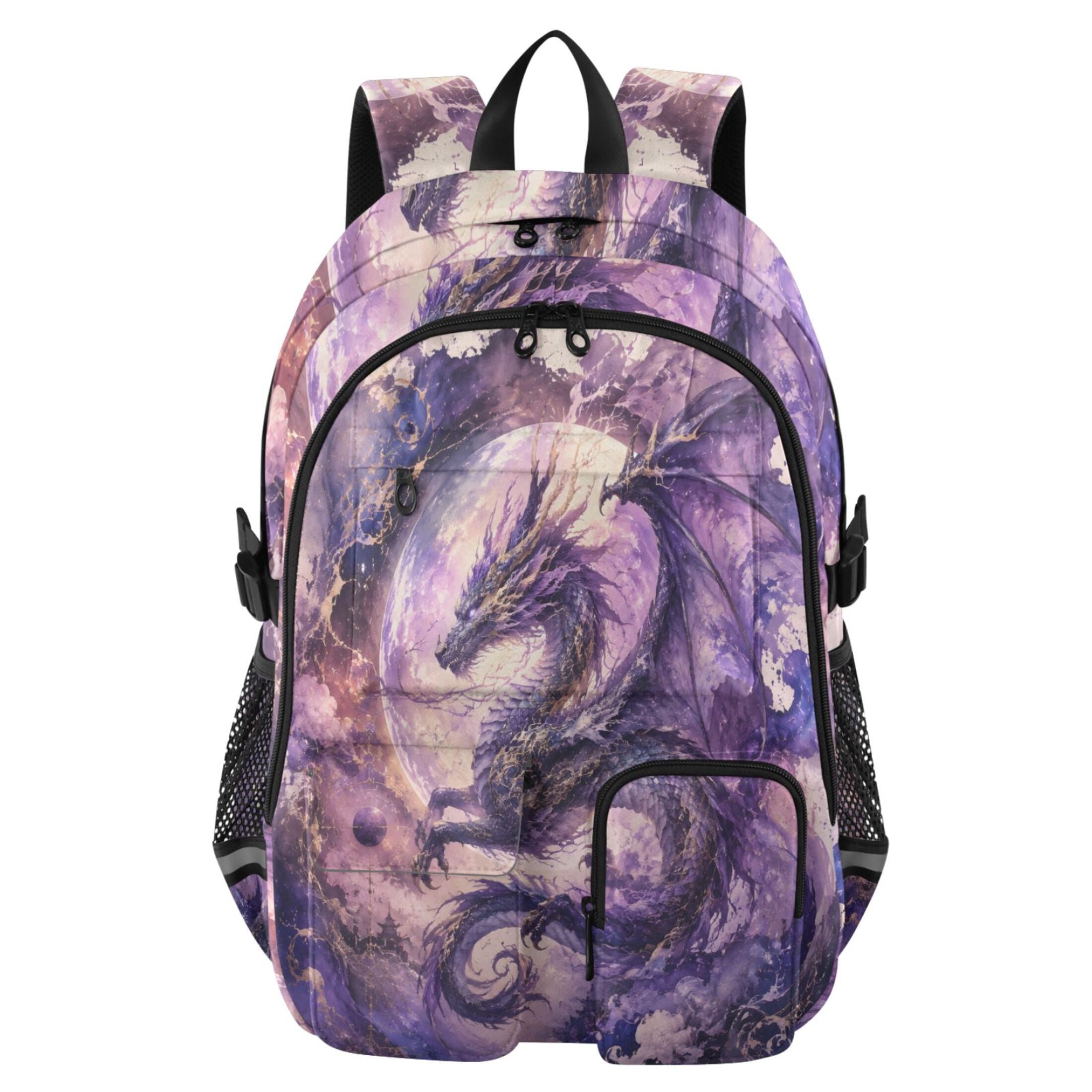 DIXRUYEE Purple Dragon Backpack for School 14”Laptop Compatible with ...