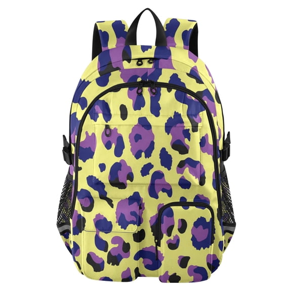 DIXRUYEE Purple Leopard Yellow Background Pattern Backpack for School ...