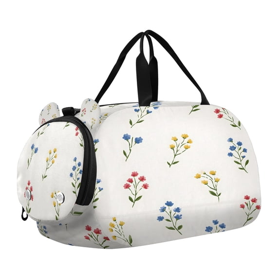 DIXRUYEE Red Blue Flower Pattern Scale Duffel Bag With Ventilated Shoe ...