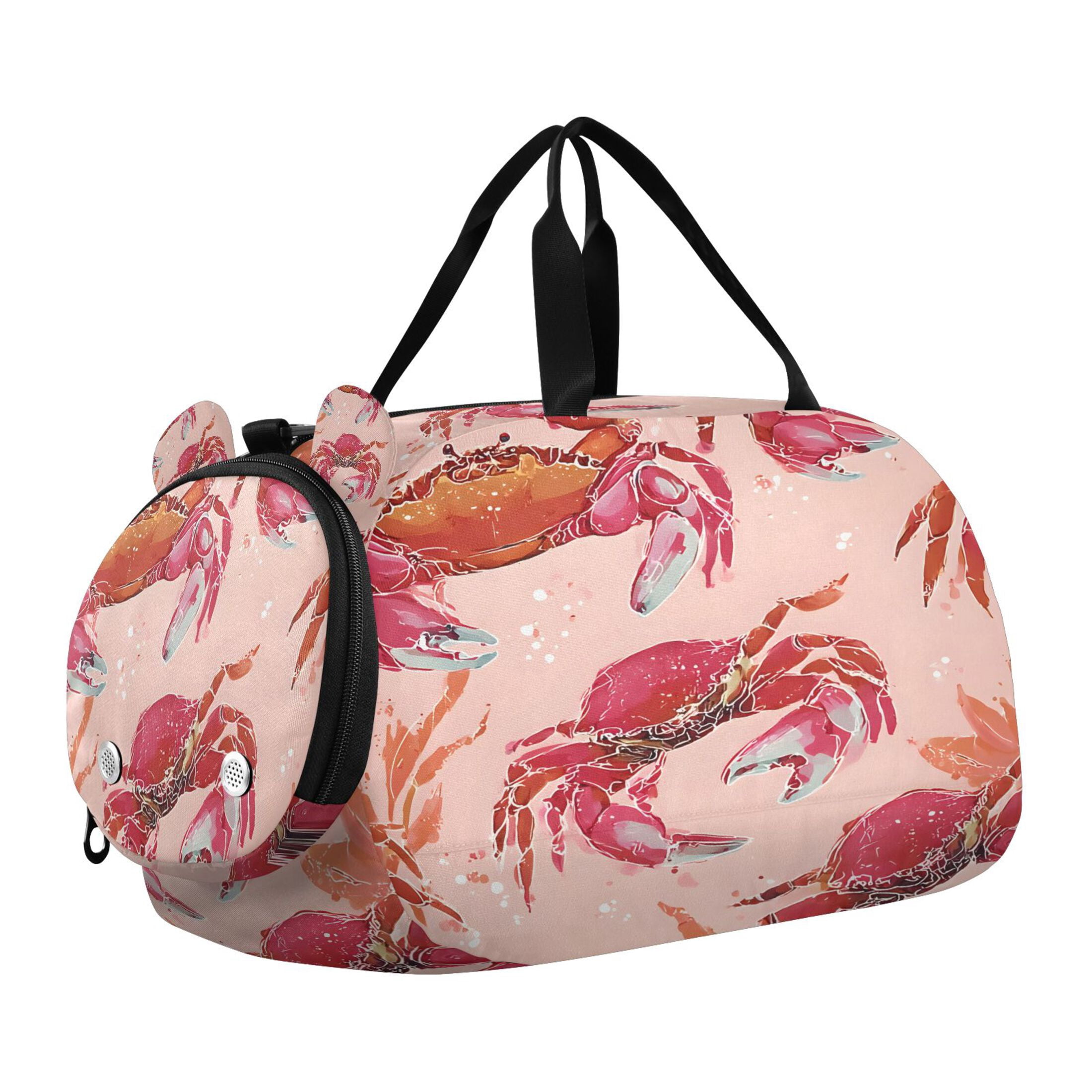 DIXRUYEE Red Crab Pattern Scale Duffel Bag With Ventilated Shoe Pocket ...