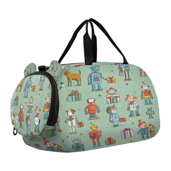 DIXRUYEE Robot Pattern Scale Duffel Bag With Ventilated Shoe Pocket ...