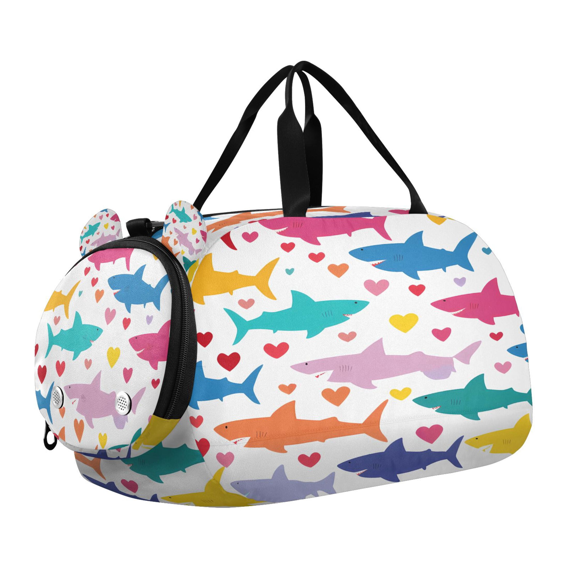 DIXRUYEE Shark Heart Pattern Scale Duffel Bag With Ventilated Shoe ...