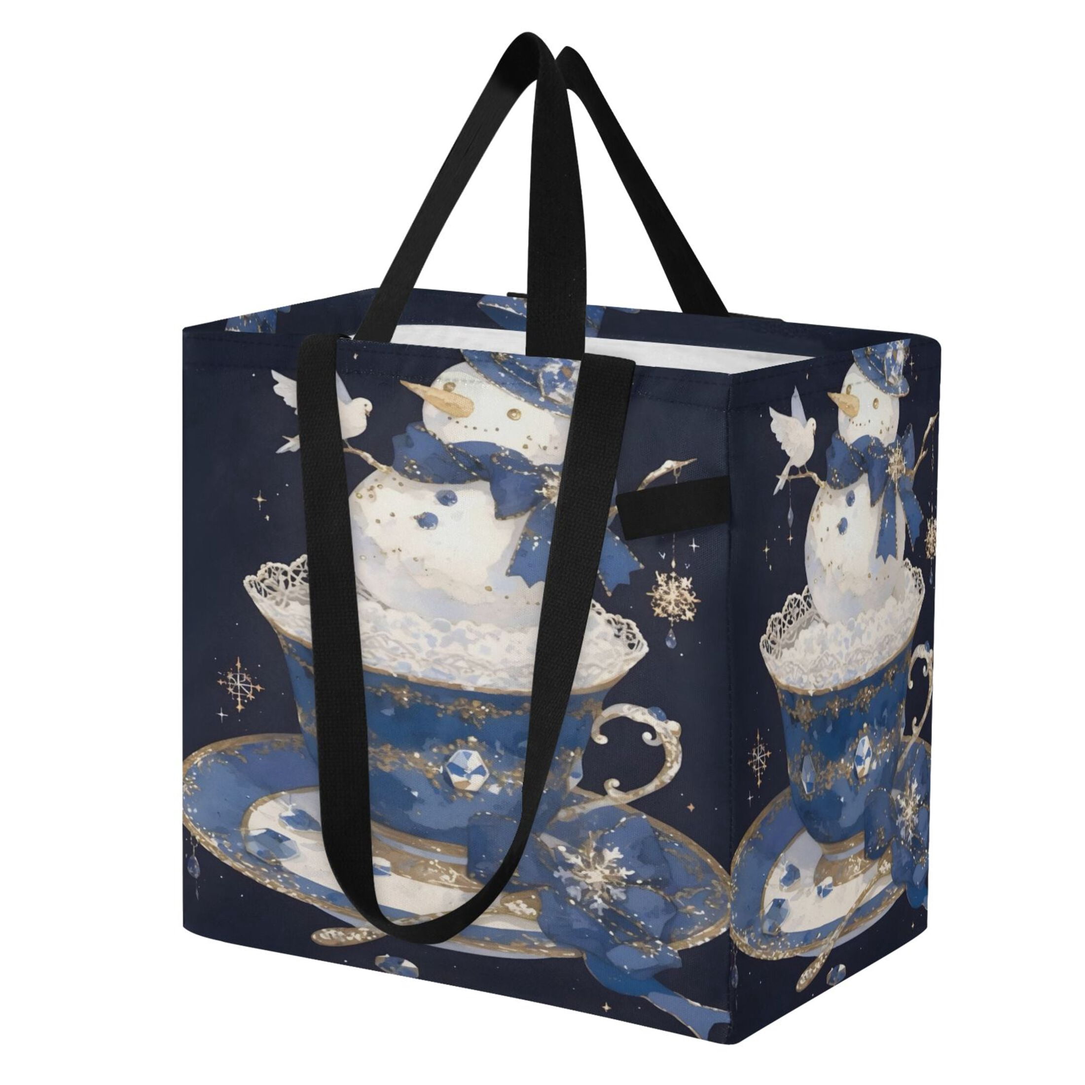 DIXRUYEE Shoulderbag Canvas Tote Multi-Use Bag In Teacup Snowman ...