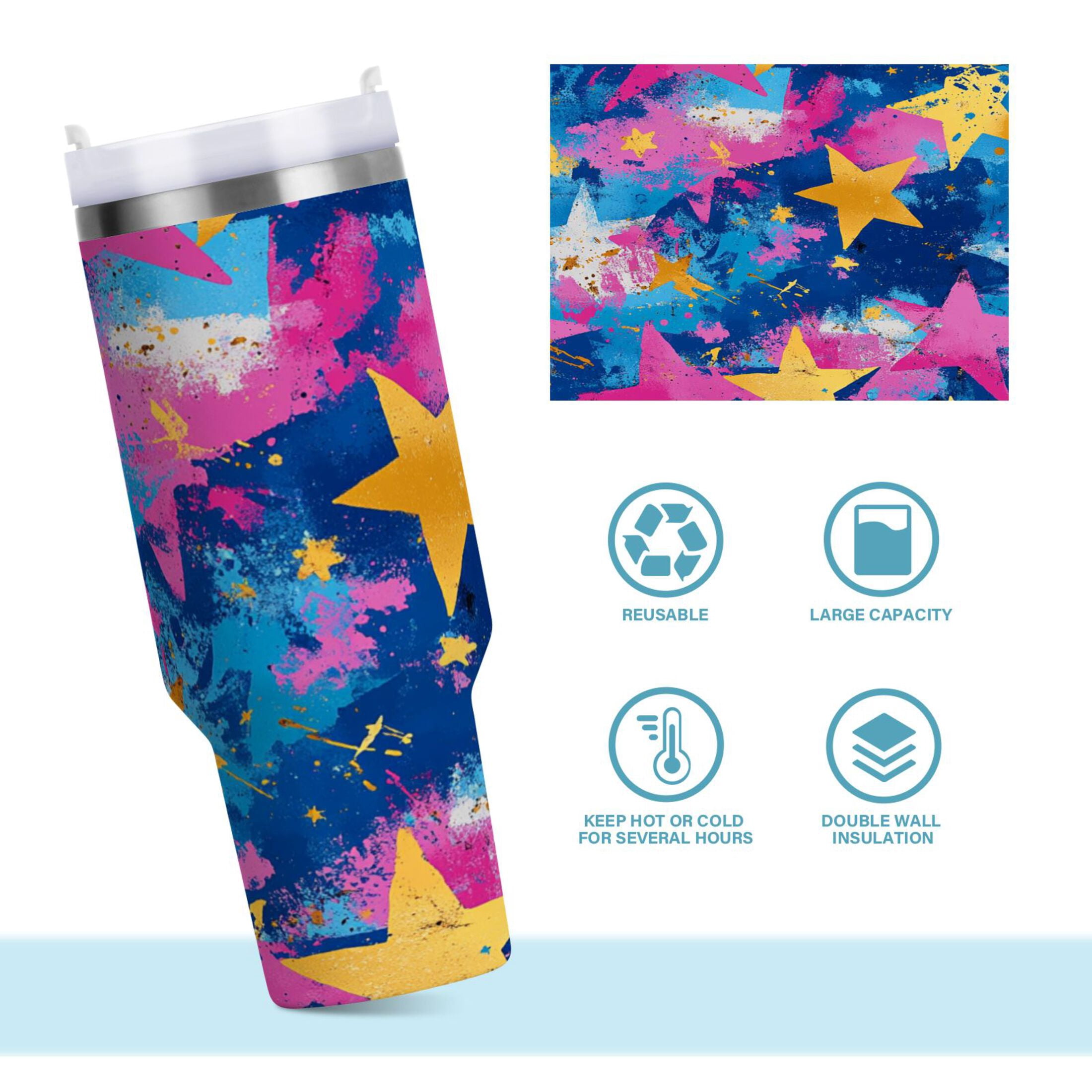 DIXRUYEE Steel Water Bottles Tumbler Creative Cosmic Blast Pattern 40oz ...