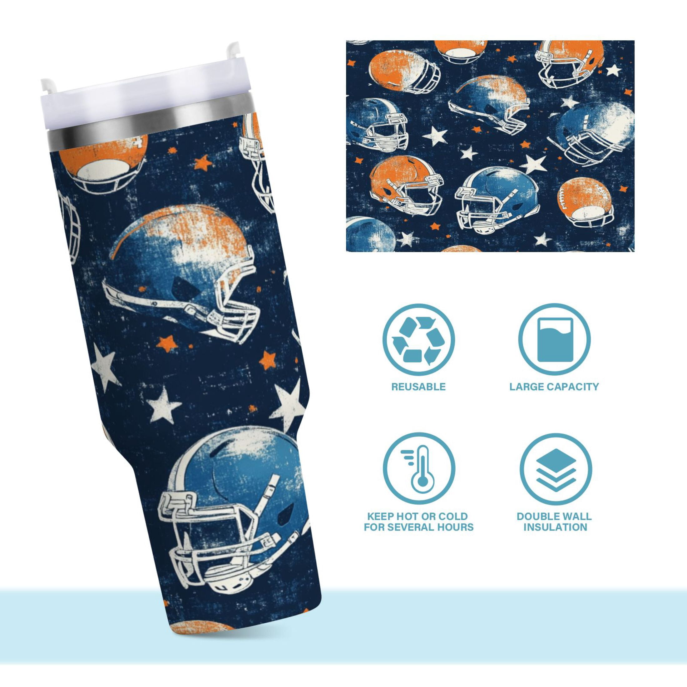 DIXRUYEE Steel Water Bottles Tumbler Creative Starry Helmet Showdown ...