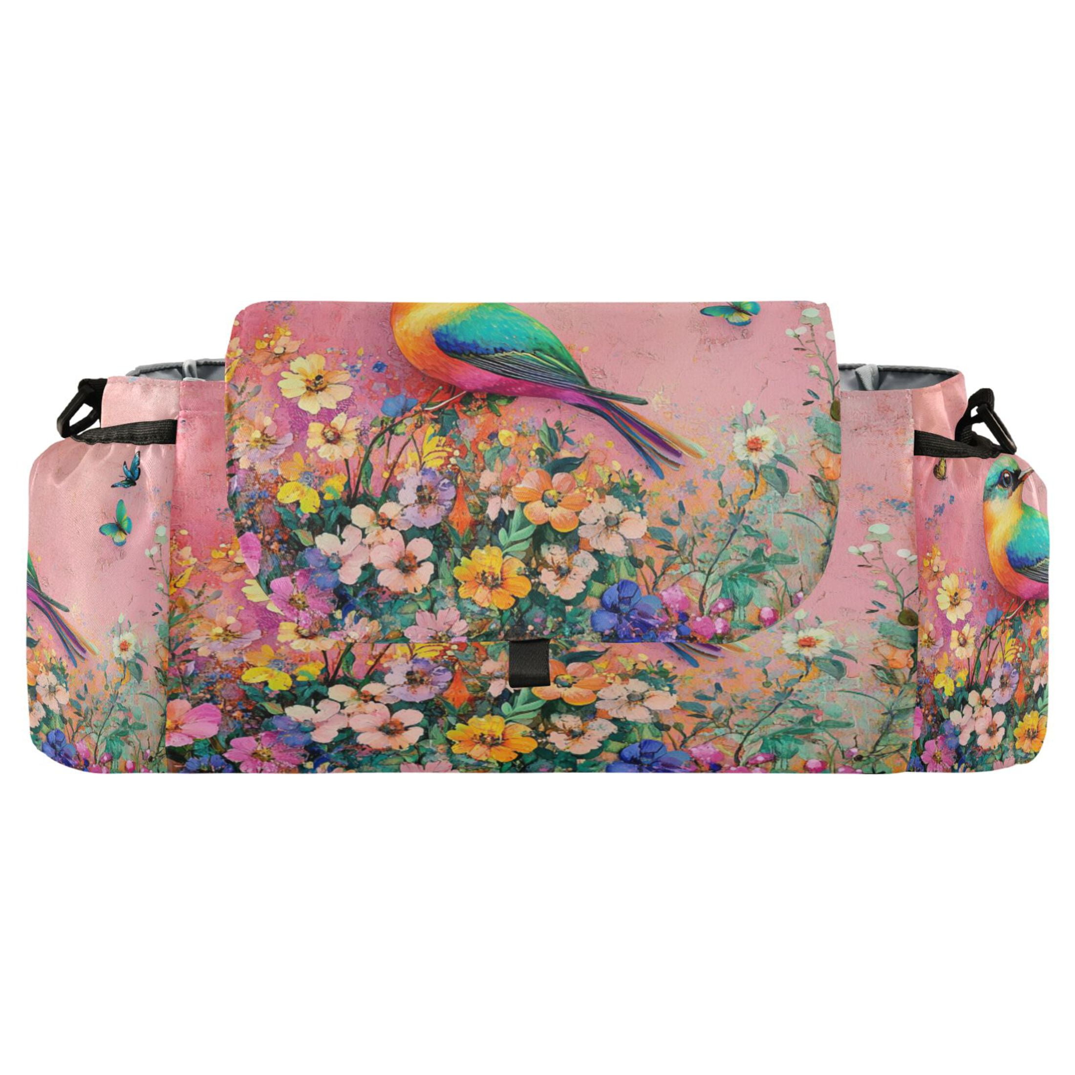 DIXRUYEE Stroller Organizer Colorful Bird in Floral Paradise Printed ...