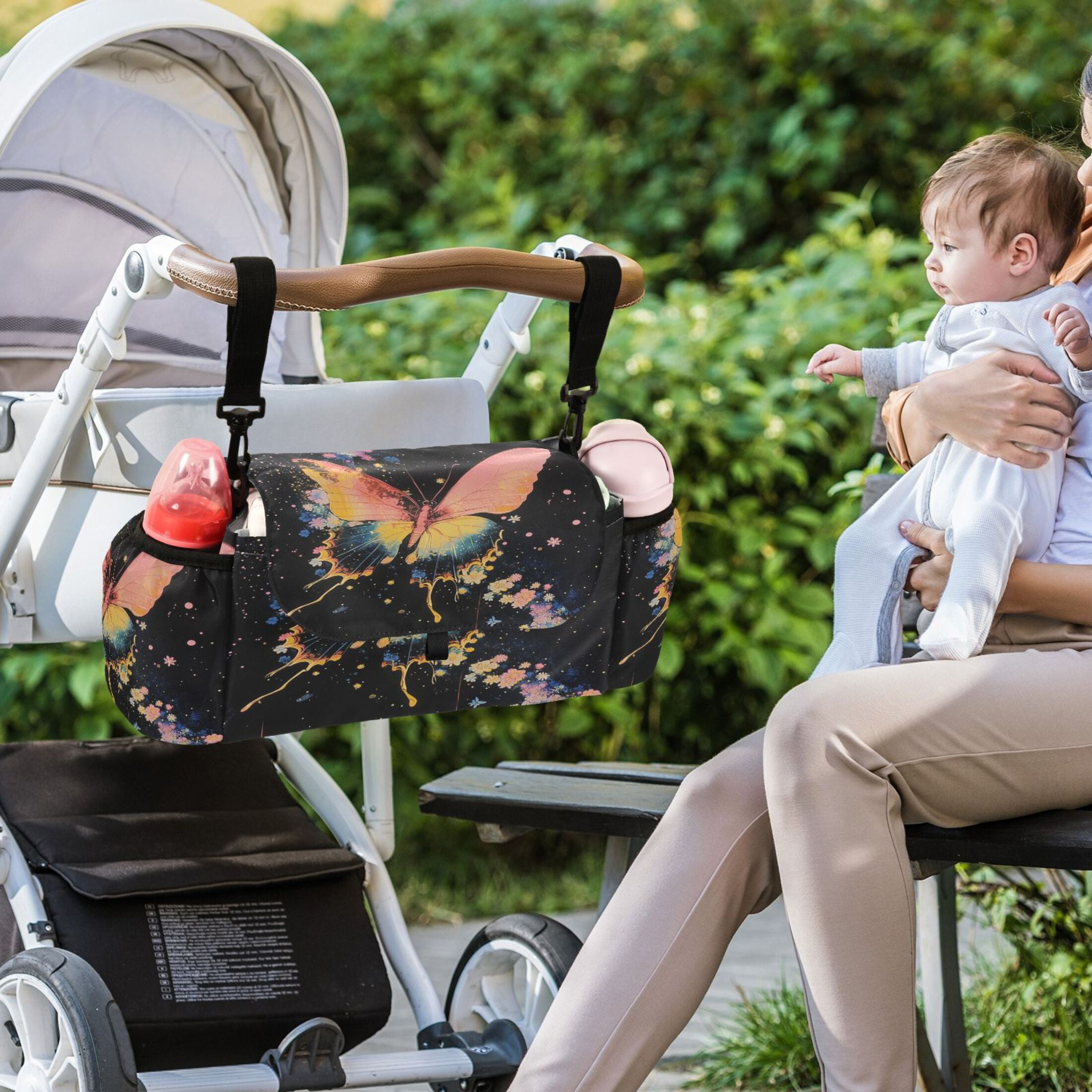 DIXRUYEE Stroller Organizer Floral Galaxy Butterfly Printed - Walmart.com