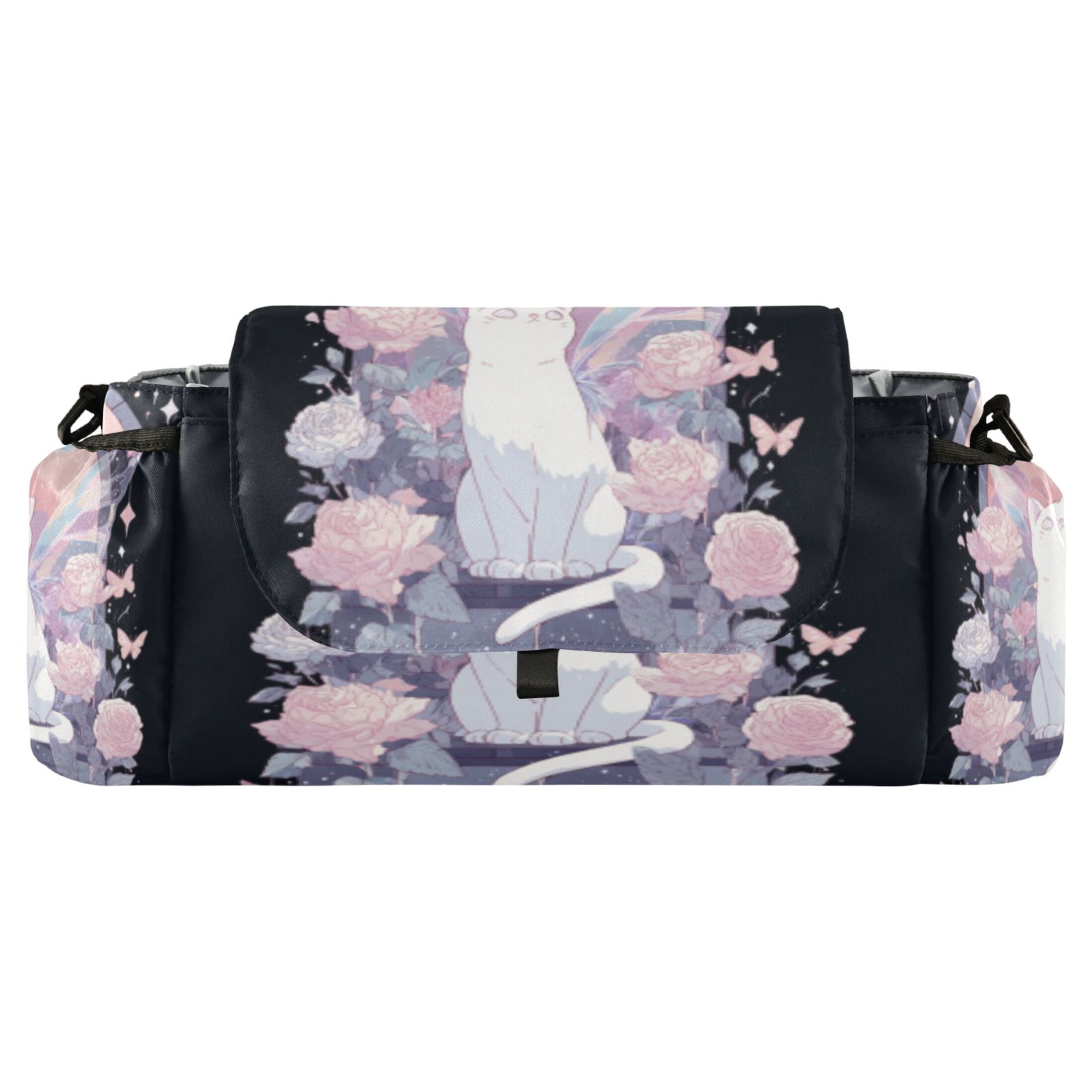 DIXRUYEE Stroller Organizer Midnight Fairy Cat Among Blooms Printed ...