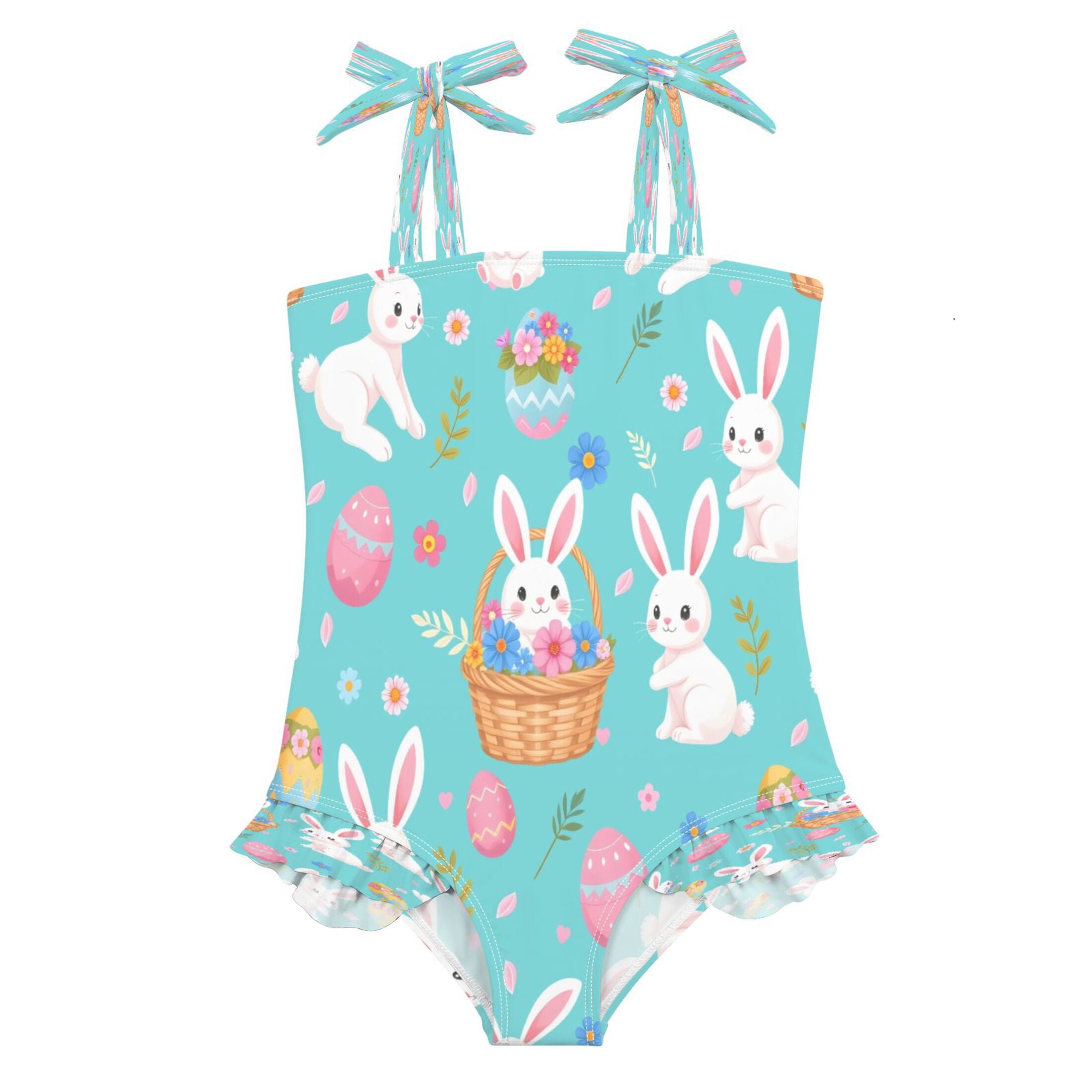 DIXRUYEE Swimsuit One Piece swimwear Cartoon Rabbit Easter Egg Pattern ...